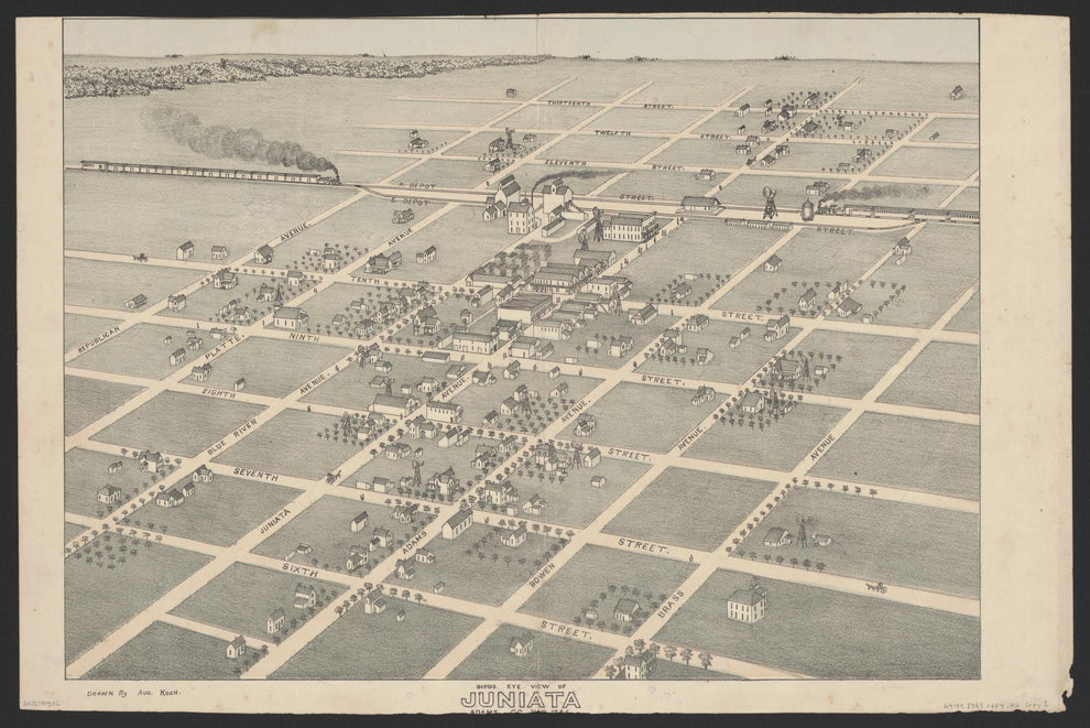 Birds eye view of Juniata : Adams Co. Neb. 1884 (1884) | Old Maps for ...
