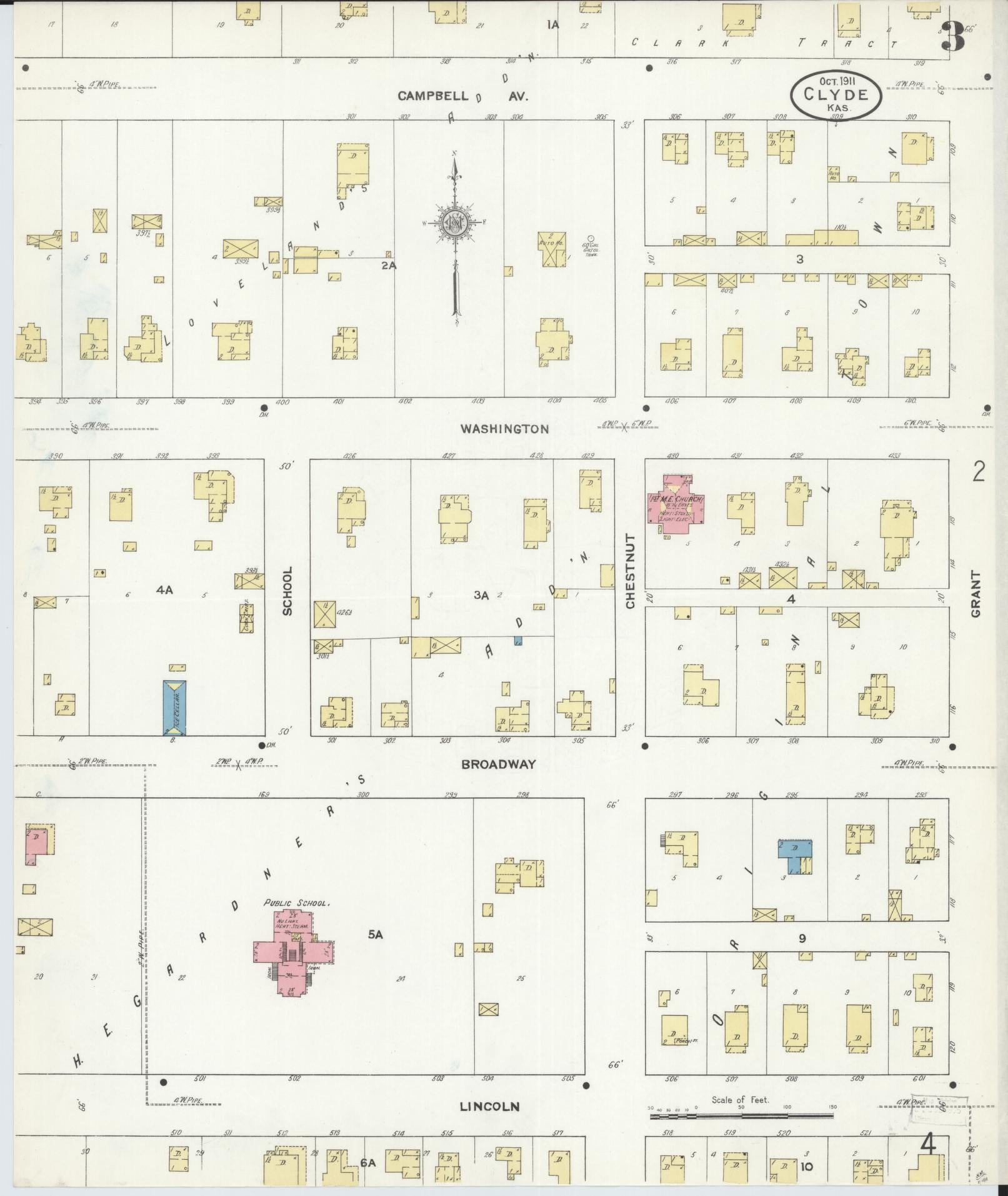 Sanborn Fire Insurance Map from Clyde, Cloud County, Kansas (1911 ...