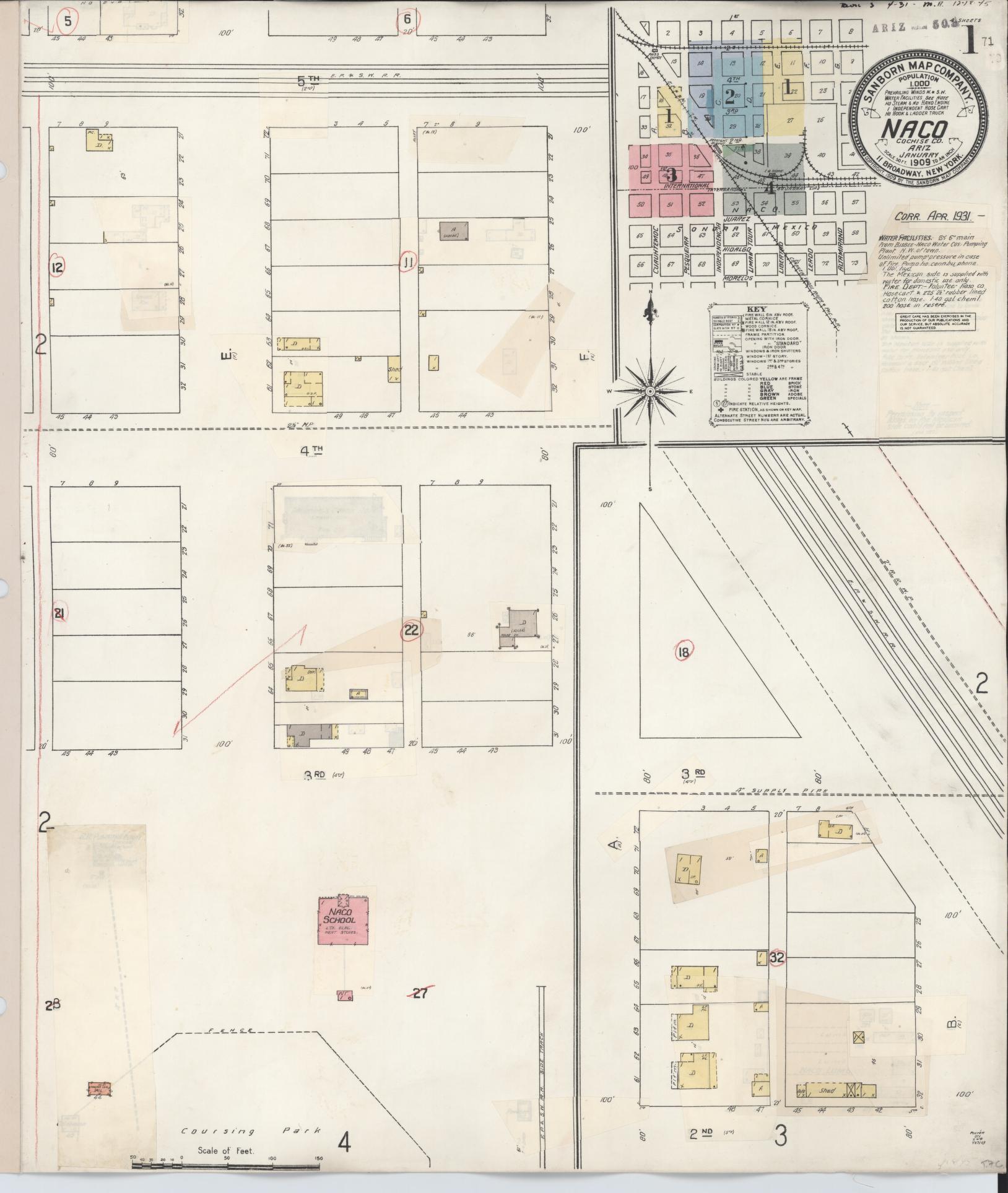 Sanborn Fire Insurance Map from Naco, Cochise County, Arizona (1931 ...