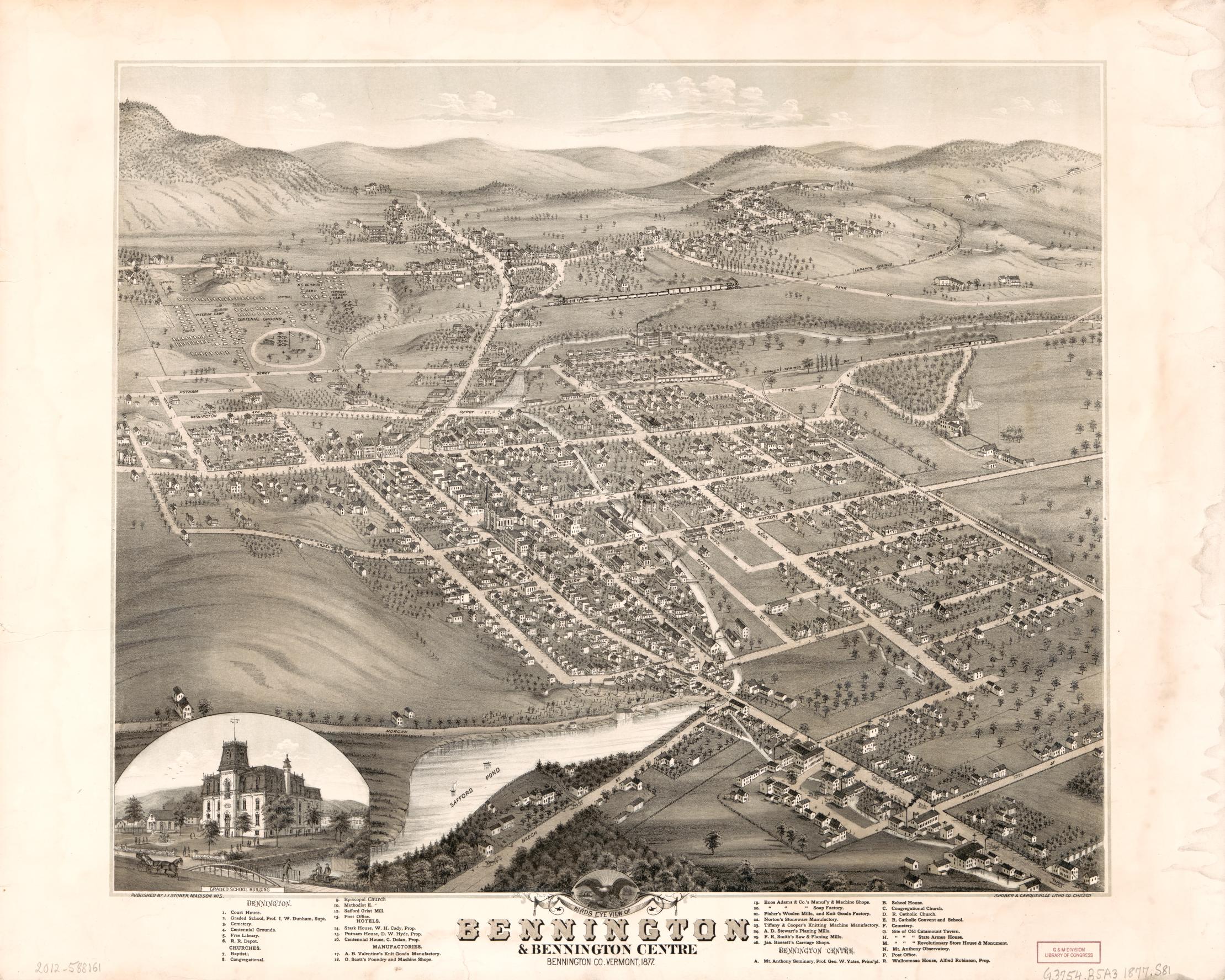 Birds eye view of Bennington & Bennington Centre, Bennington Co ...