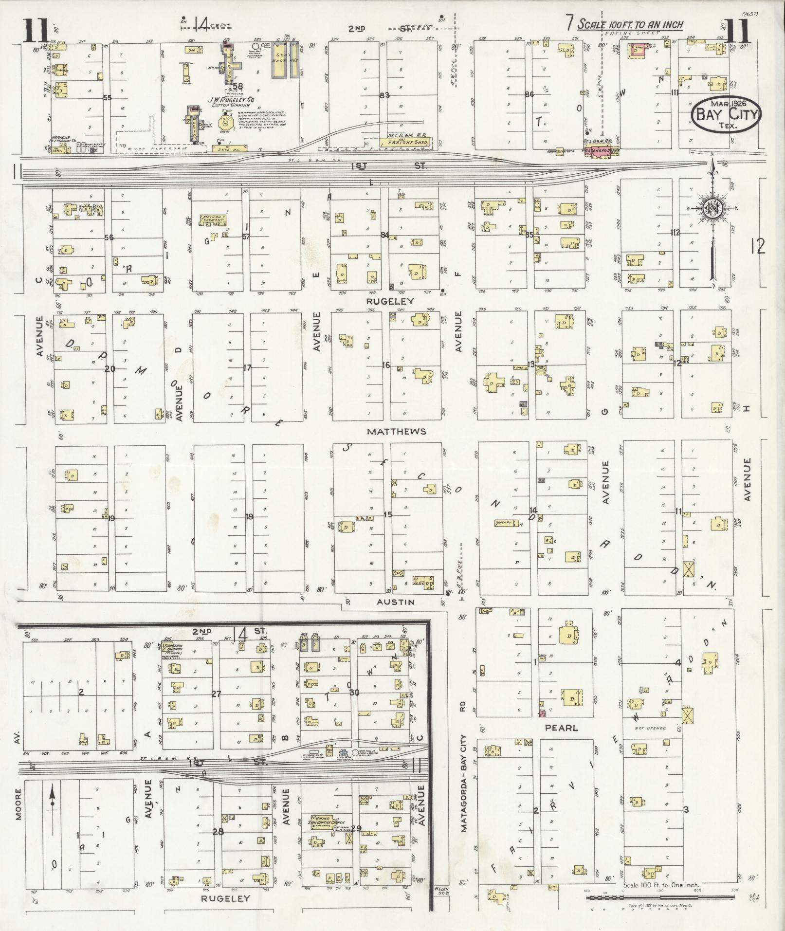 Sanborn Fire Insurance Map from Bay City, Matagorda County, Texas (1926 ...