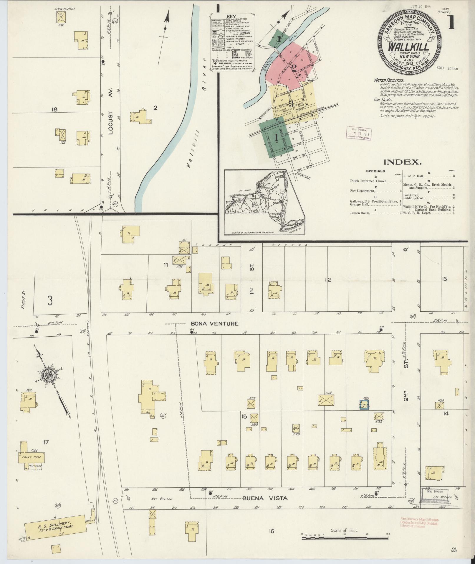 Sanborn Fire Insurance Map from Wallkill, Ulster County, New York (1913 ...