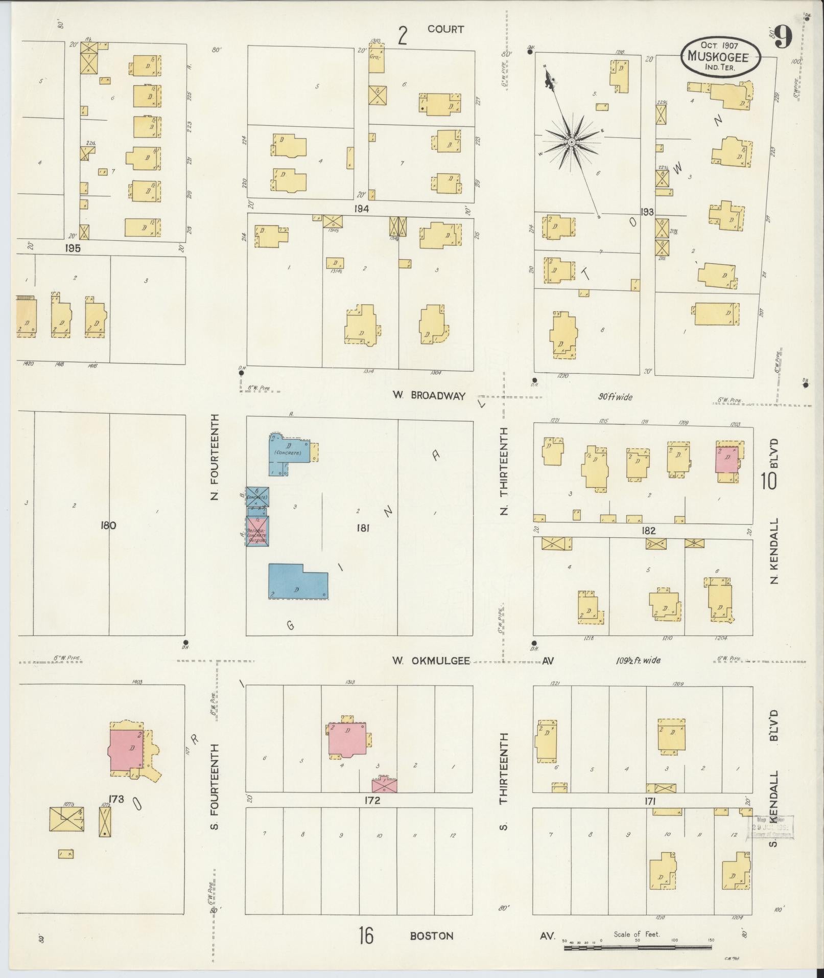 Sanborn Fire Insurance Map from Muskogee, Muskogee County, Oklahoma ...