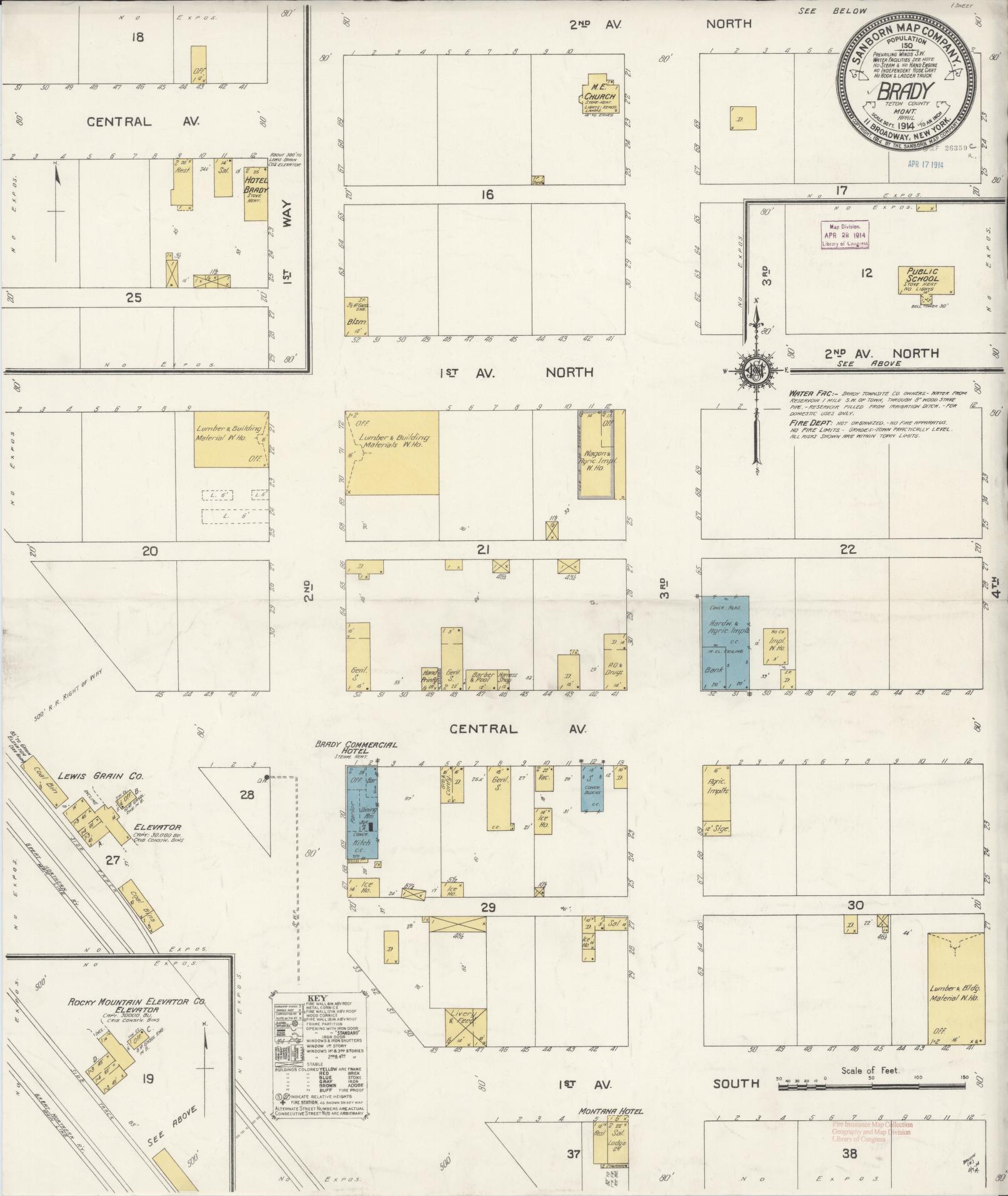 Sanborn Fire Insurance Map from Brady, Teton County, Montana (1914 ...