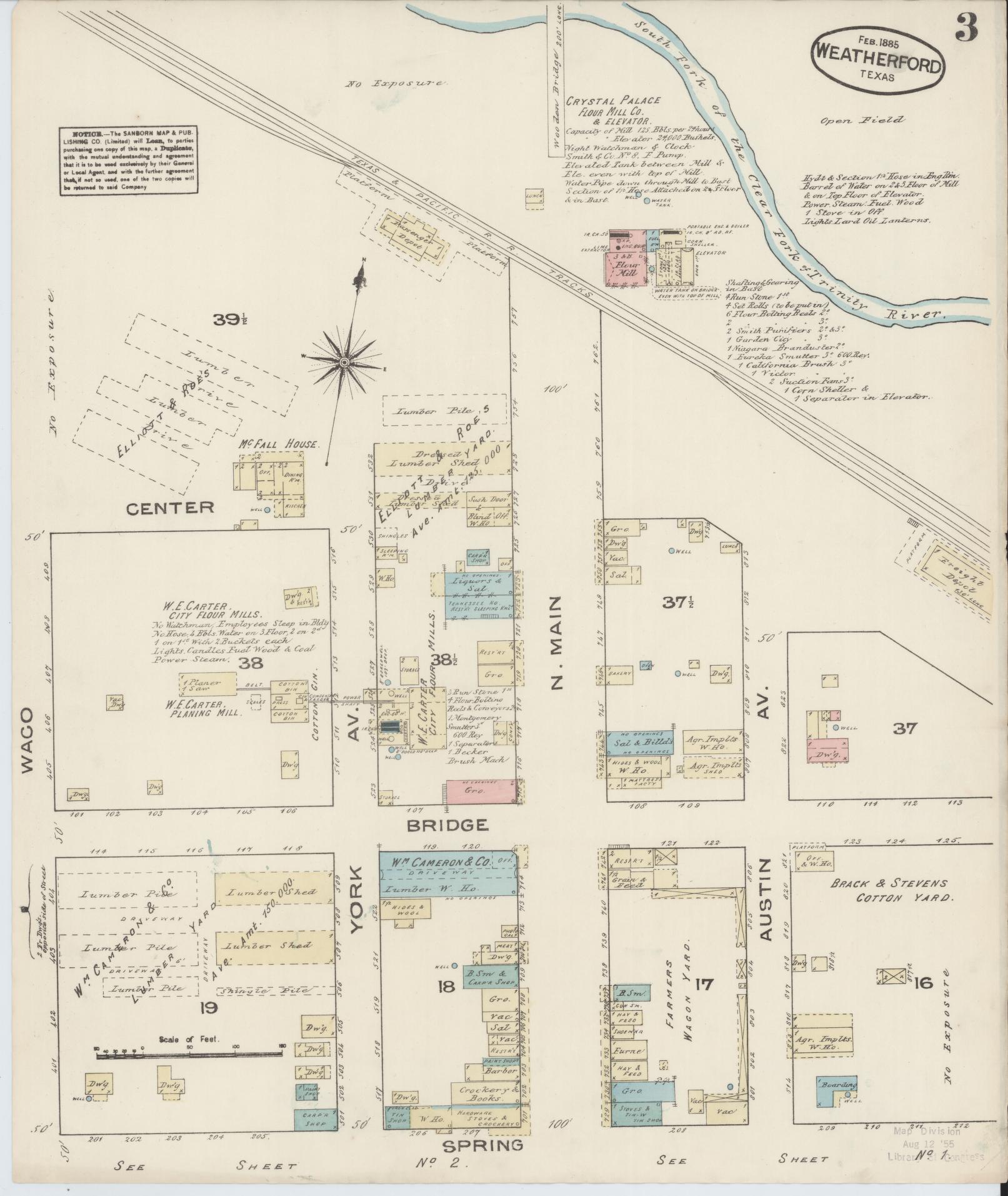 Sanborn Fire Insurance Map from Weatherford, Parker County, Texas (1885 ...