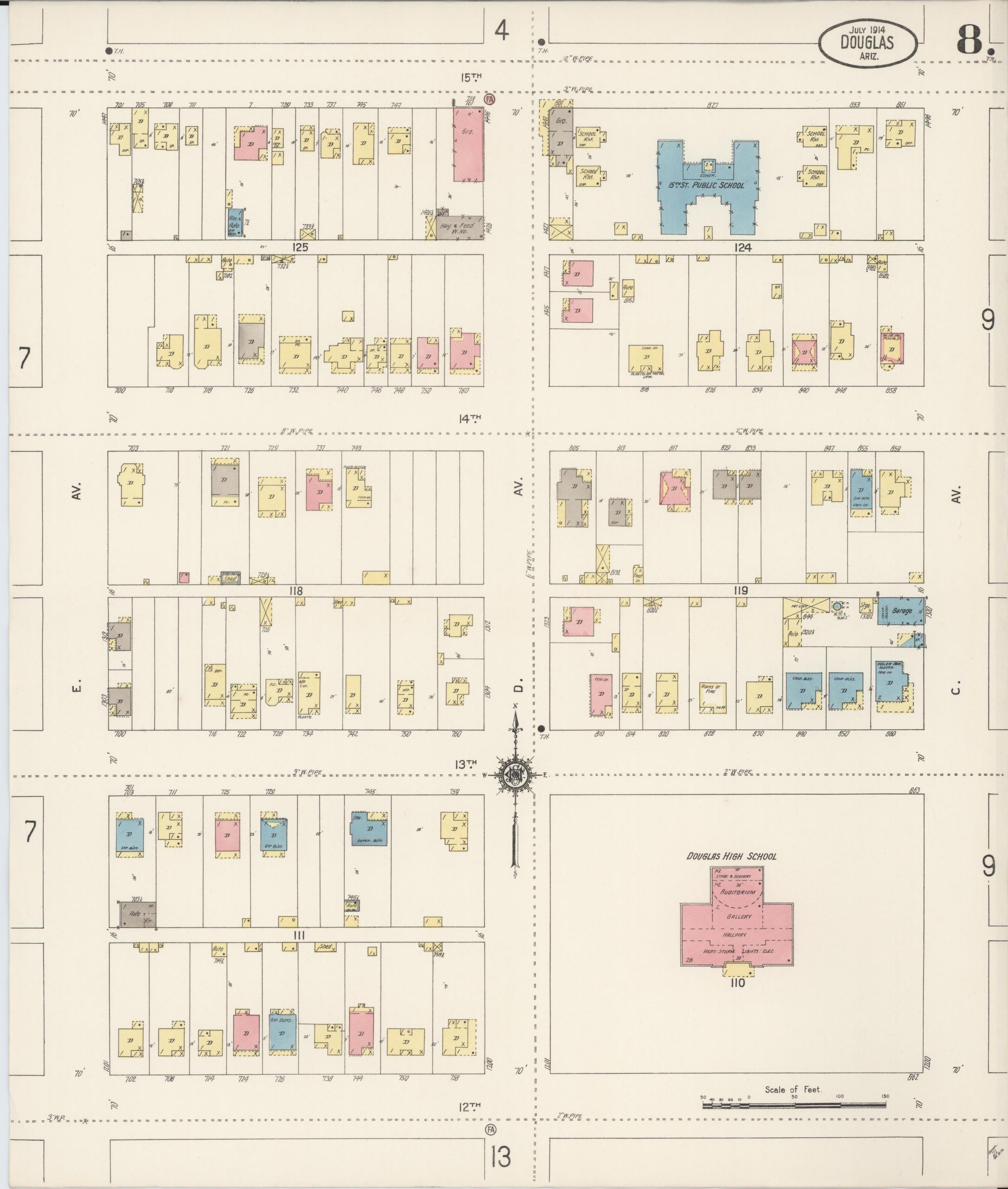 Sanborn Fire Insurance Map from Douglas, Cochise County, Arizona (1914 ...