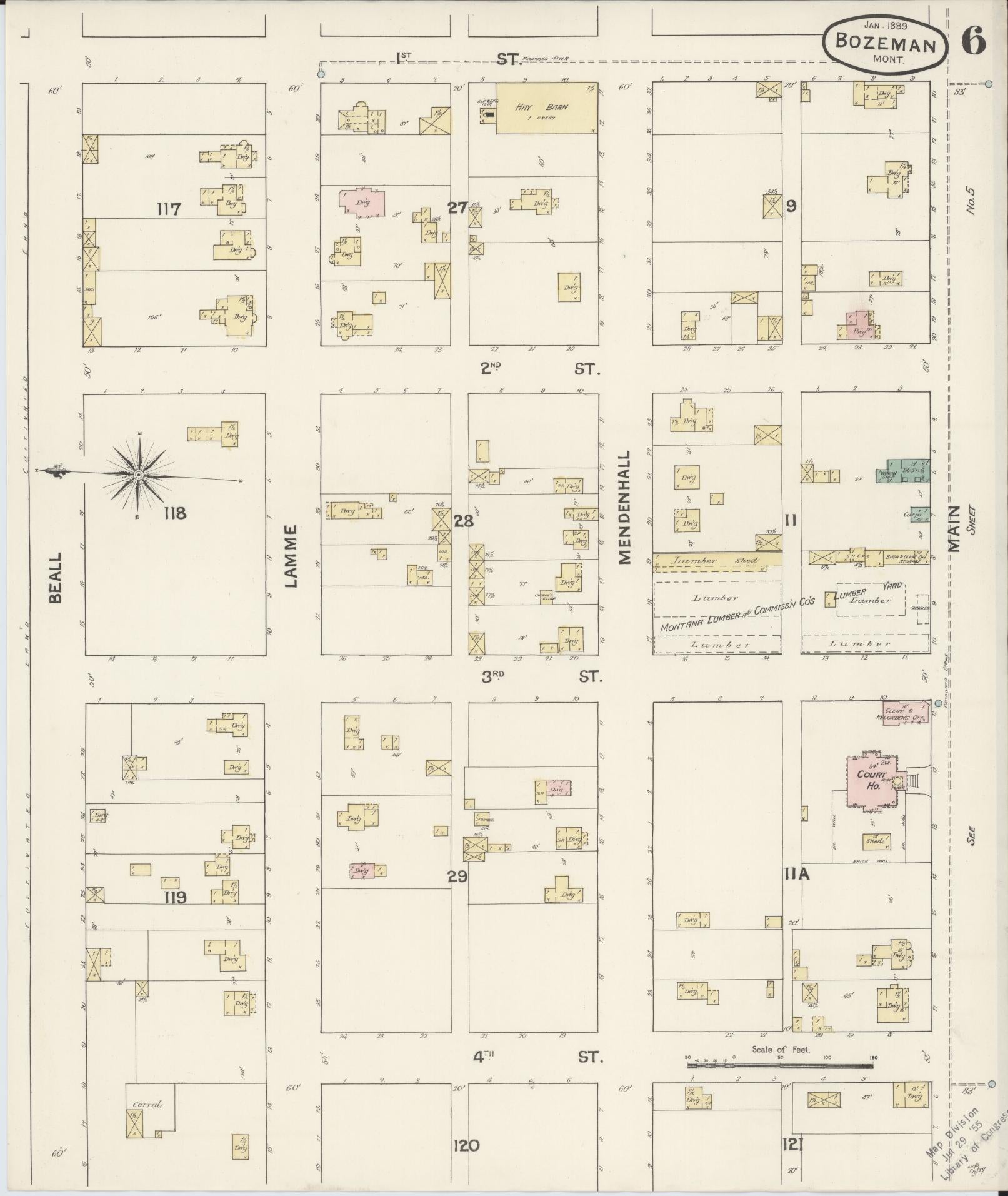 Sanborn Fire Insurance Map from Bozeman, Gallatin County, Montana (1889 ...