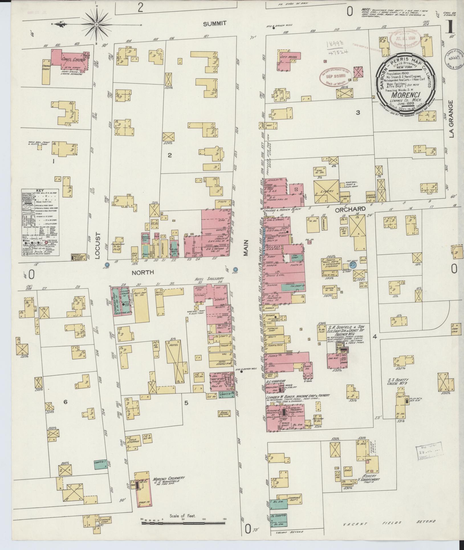 Sanborn Fire Insurance Map from Morenci, Lenawee County, Michigan (1899 ...