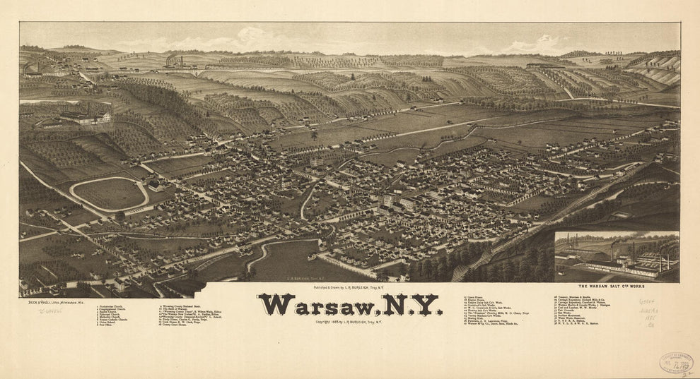 Warsaw, N.Y. (1885) | Old Maps for Sale | Bird’s-Eye View Panorama ...