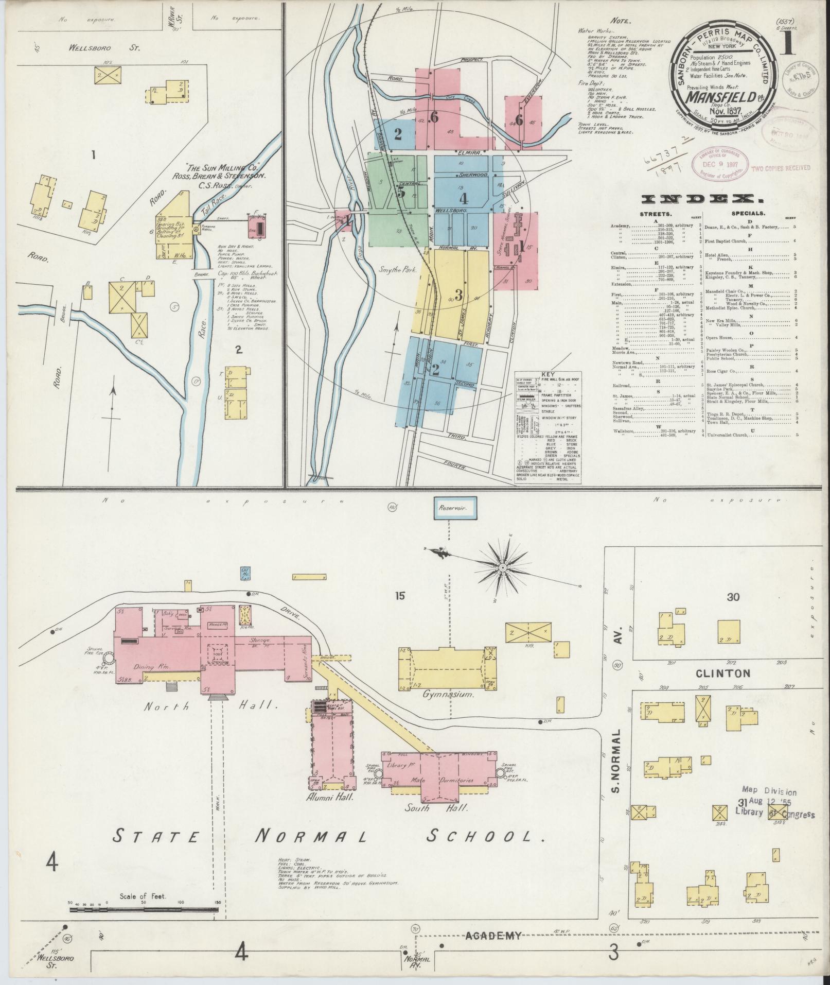 Sanborn Fire Insurance Map from Mansfield, Tioga County, Pennsylvania ...