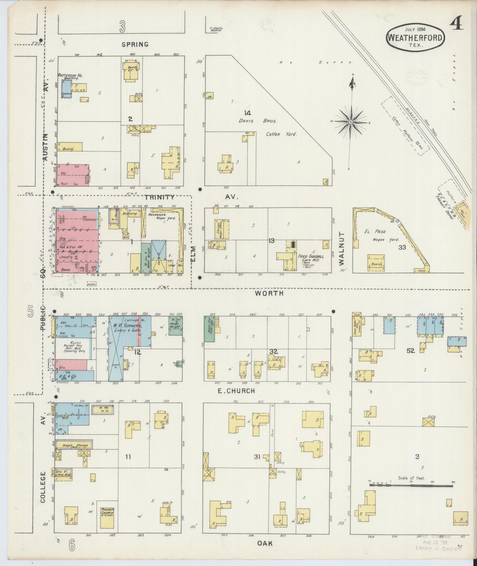 Sanborn Fire Insurance Map from Weatherford, Parker County, Texas (1894 ...