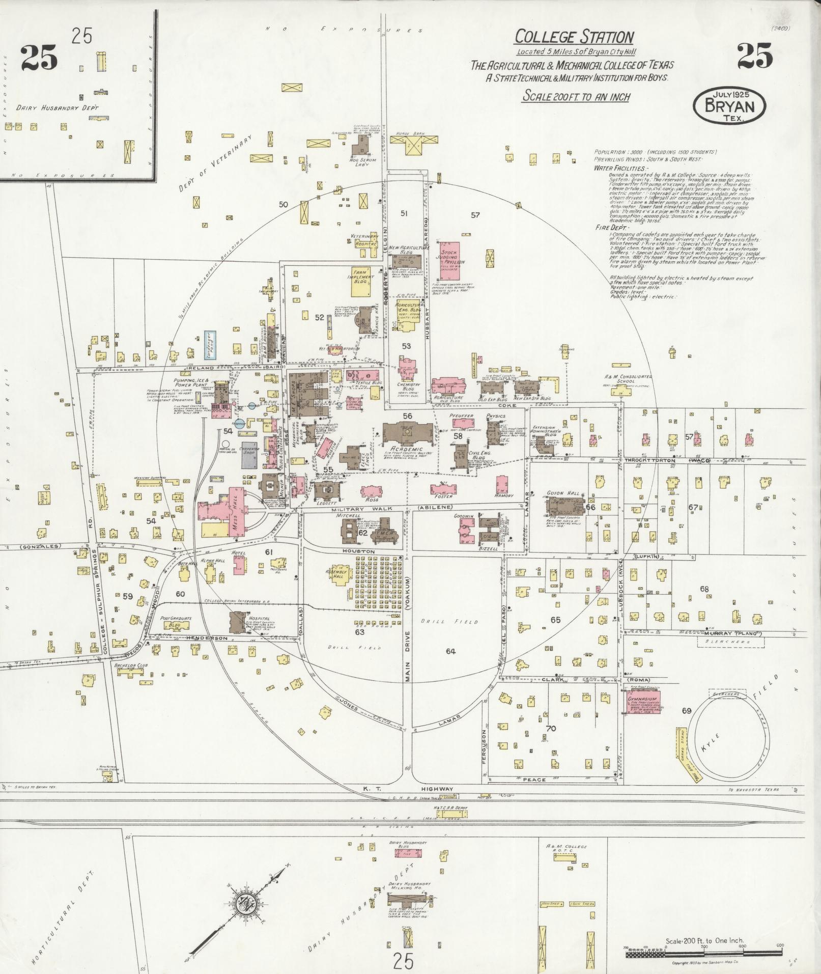 Sanborn Fire Insurance Map from Bryan, Brazos County, Texas (1925 ...