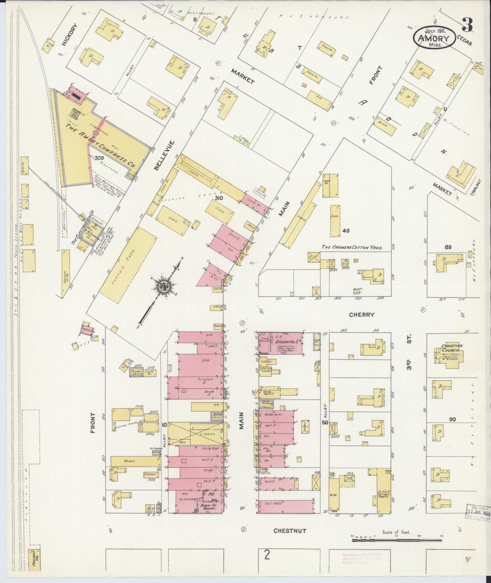 Sanborn Fire Insurance Map from Amory, Monroe County, Mississippi (1911 ...