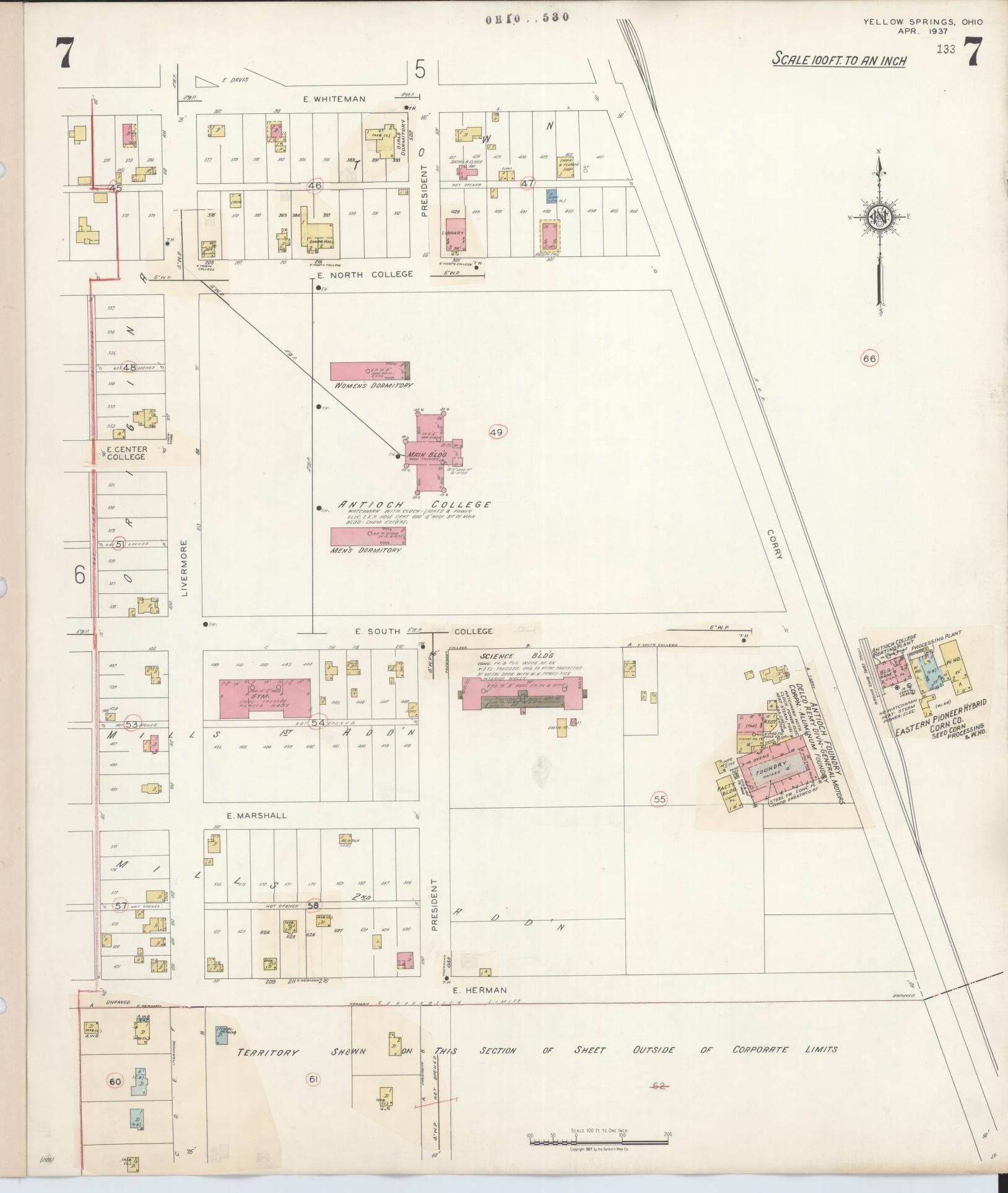 Sanborn Fire Insurance Map from Yellow Springs, Greene County, Ohio ...