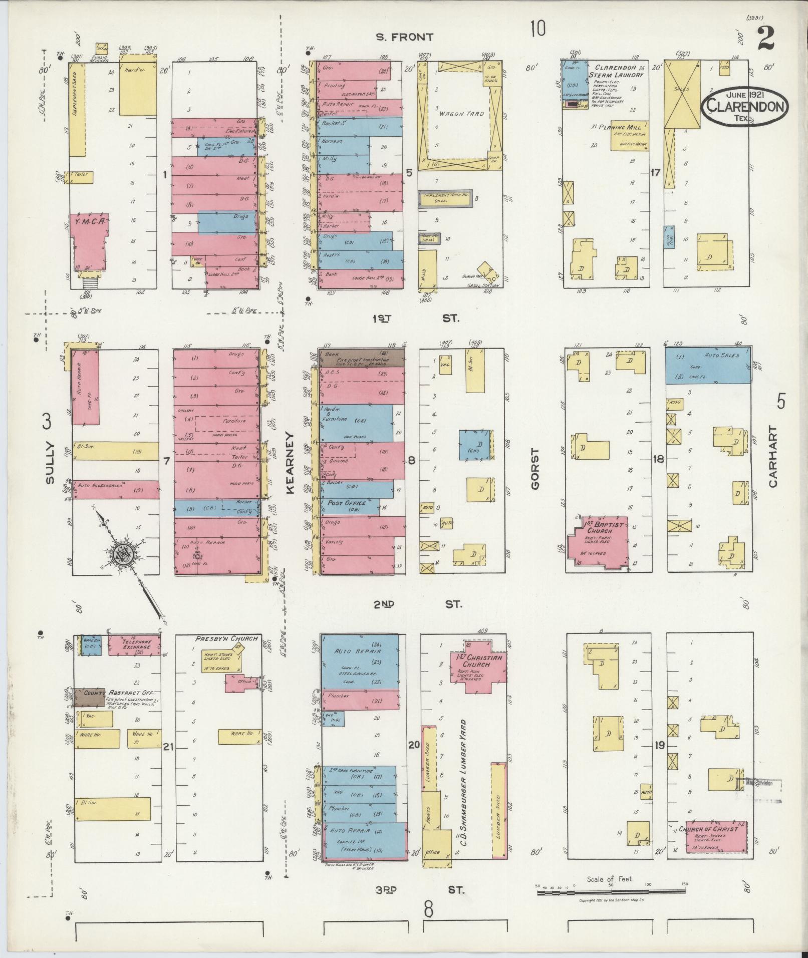 Sanborn Fire Insurance Map from Clarendon, Donley County, Texas (1921 ...
