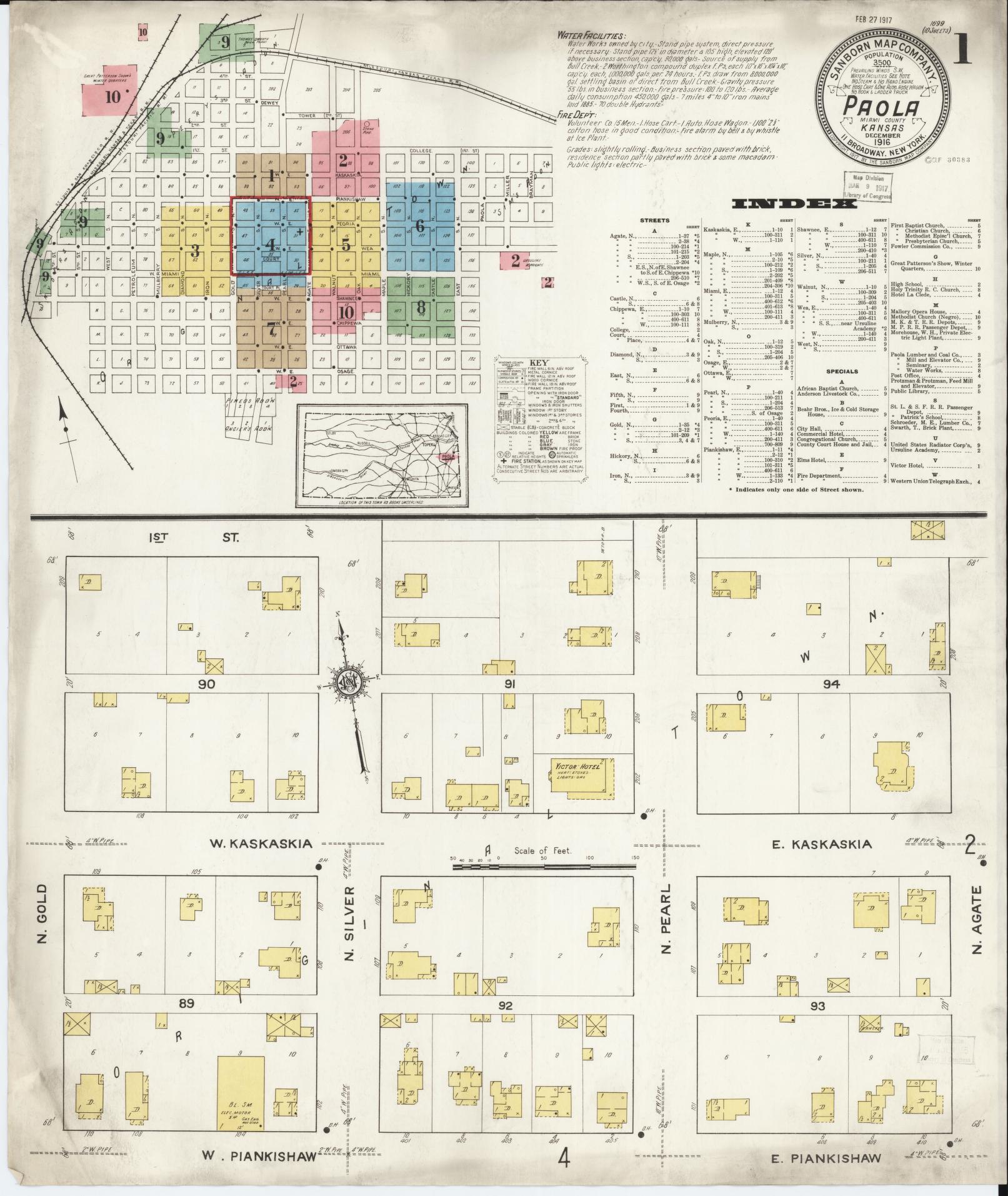 Sanborn Fire Insurance Map from Paola, Miami County, Kansas (1916 ...