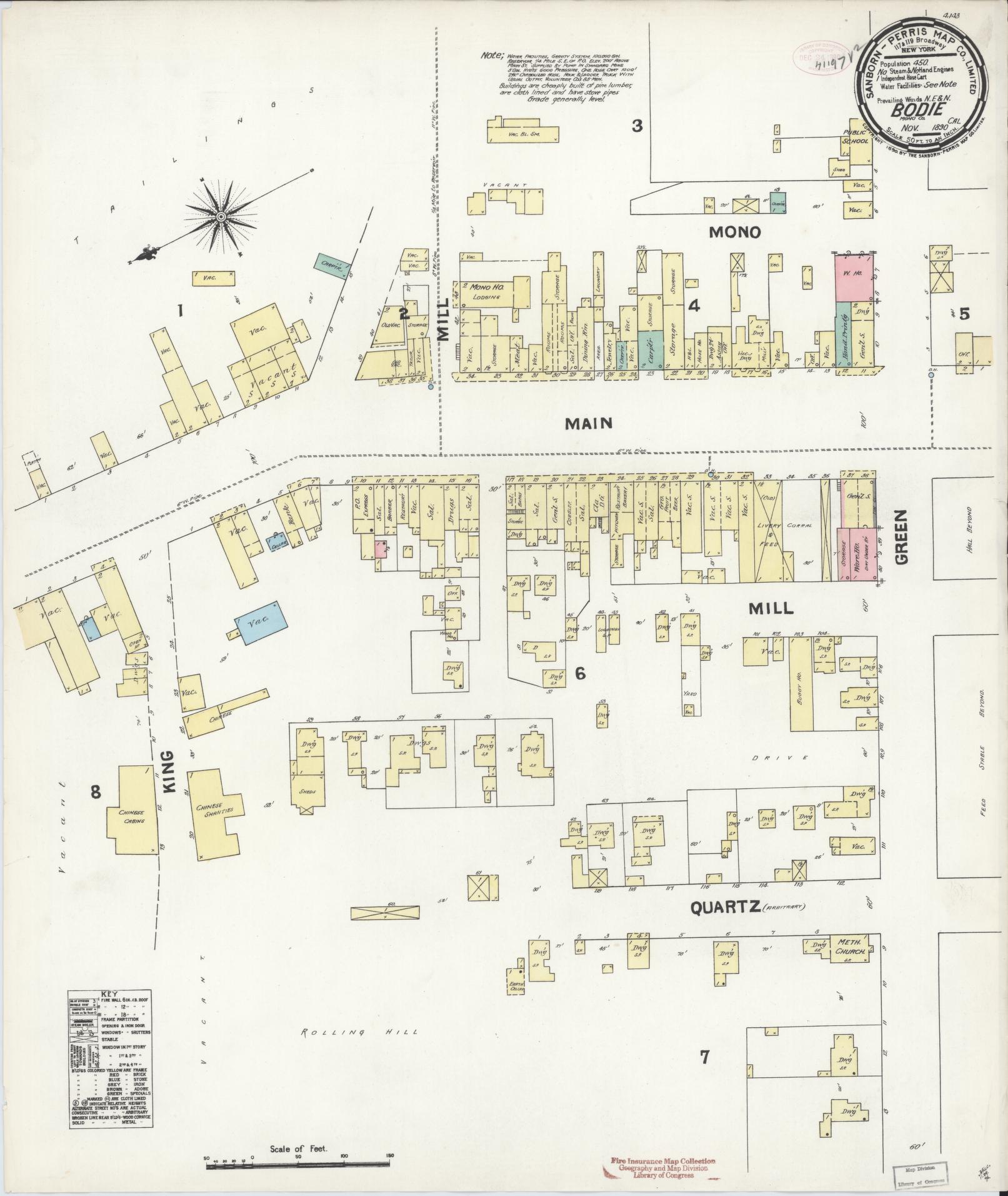 Sanborn Fire Insurance Map from Bodie, Mono County, California (1890 ...