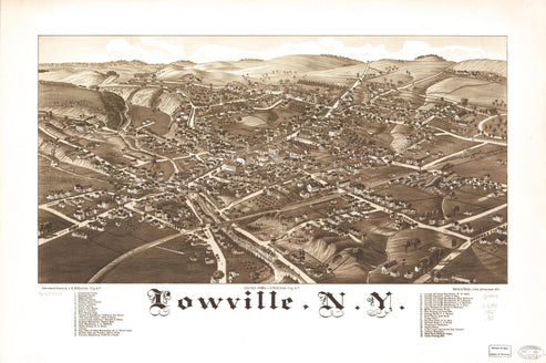 Lowville, N.Y. (1885) | Old Maps for Sale | Bird’s-Eye View Panorama ...