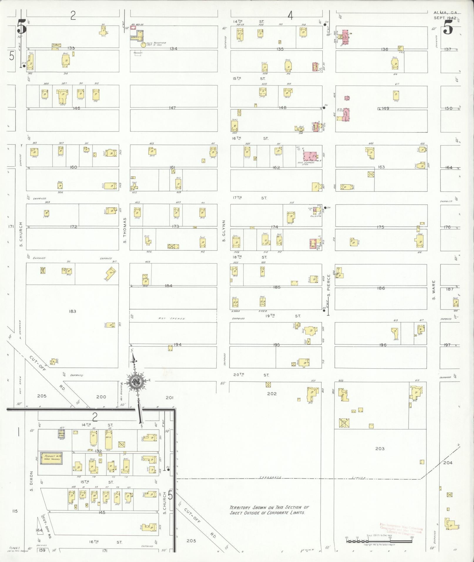 Sanborn Fire Insurance Map from Alma, Bacon County, Georgia (1942 ...