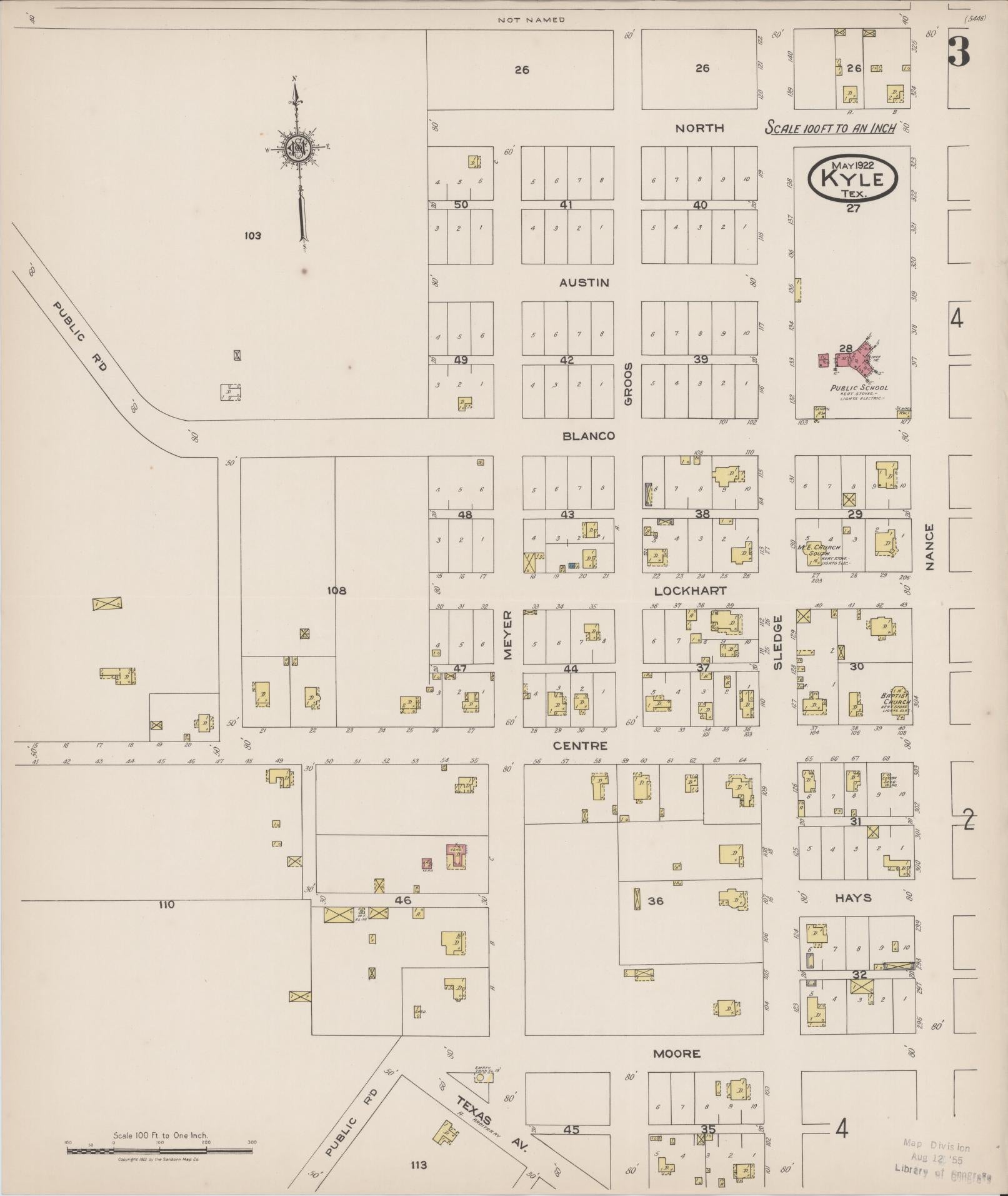 Sanborn Fire Insurance Map from Kyle, Hays County, Texas (1922), Sheet ...
