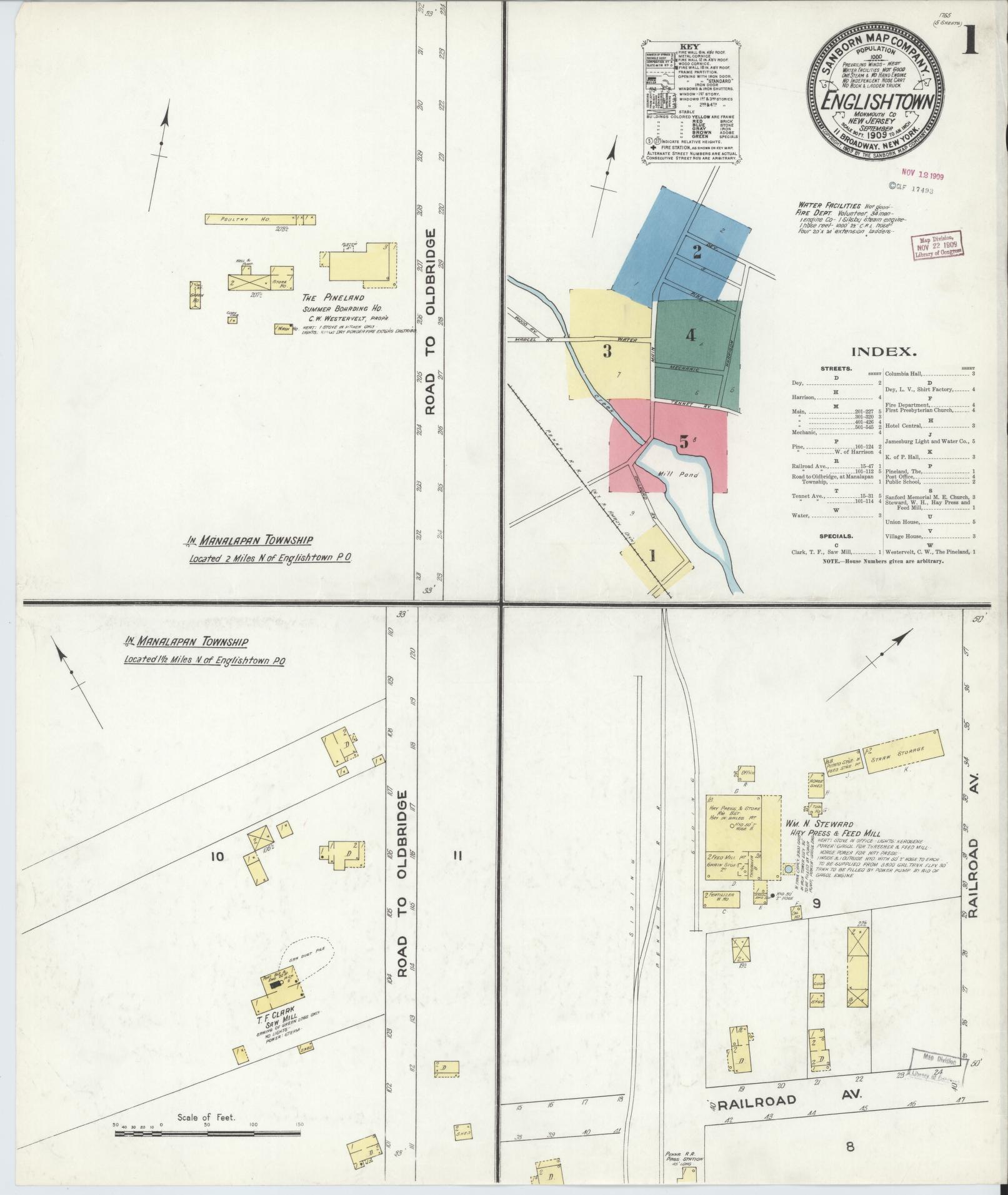 Sanborn Fire Insurance Map from Englishtown, Monmouth County, New ...