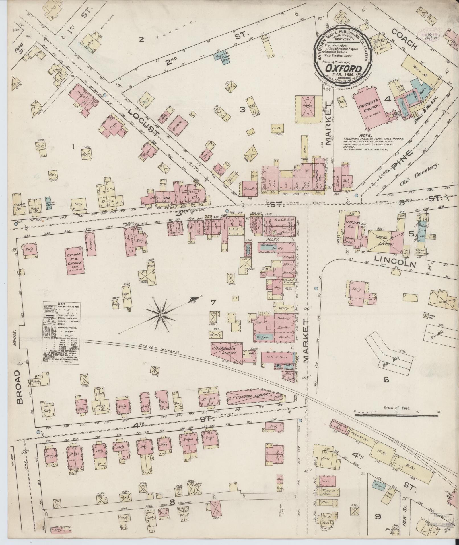 Sanborn Fire Insurance Map from Oxford, Chester County, Pennsylvania ...
