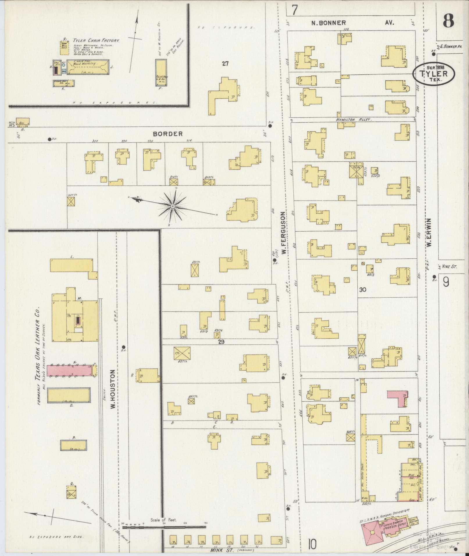 Sanborn Fire Insurance Map from Tyler, Smith County, Texas (1898 ...