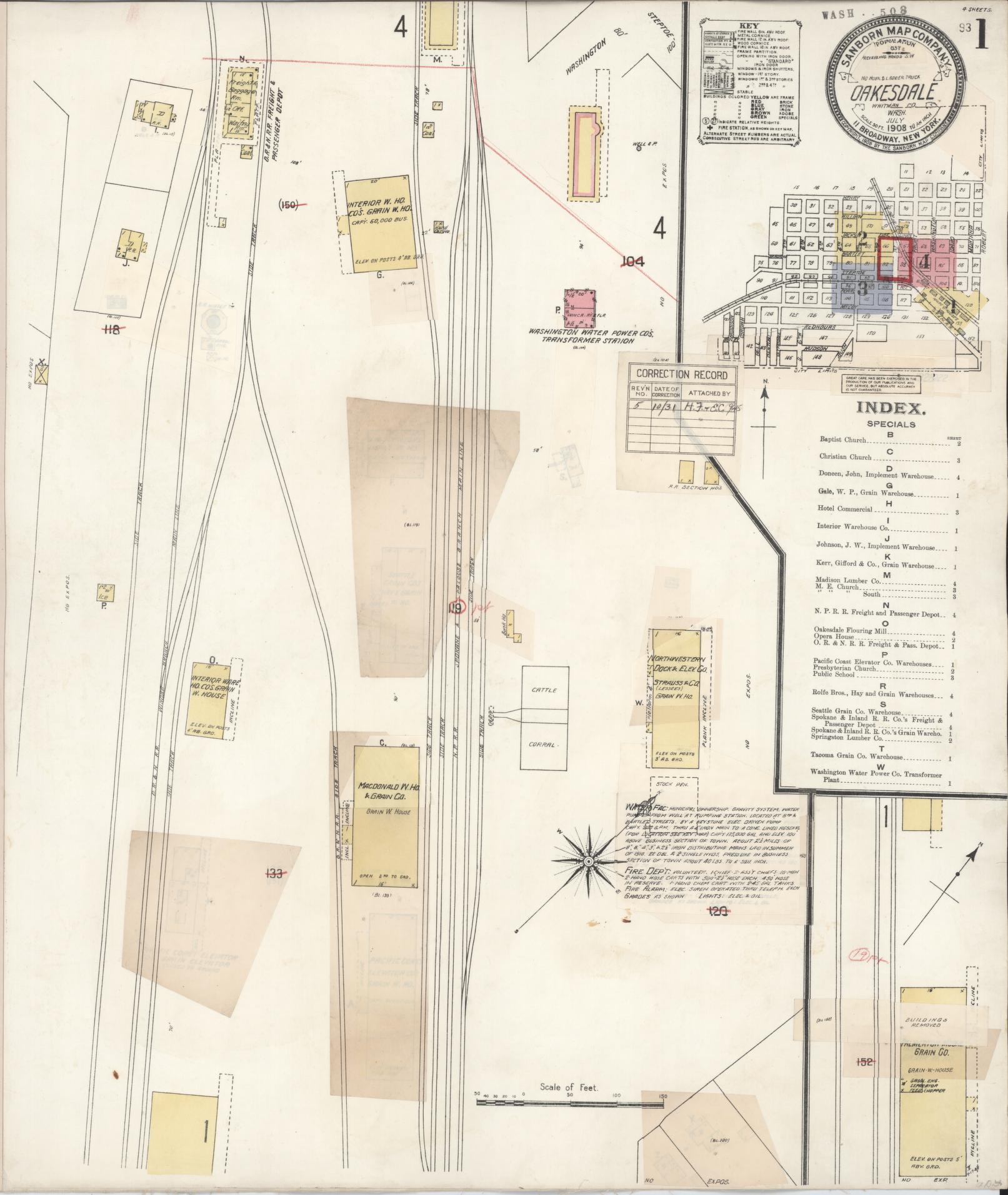 Sanborn Fire Insurance Map from Oakesdale, Whitman County, Washington ...