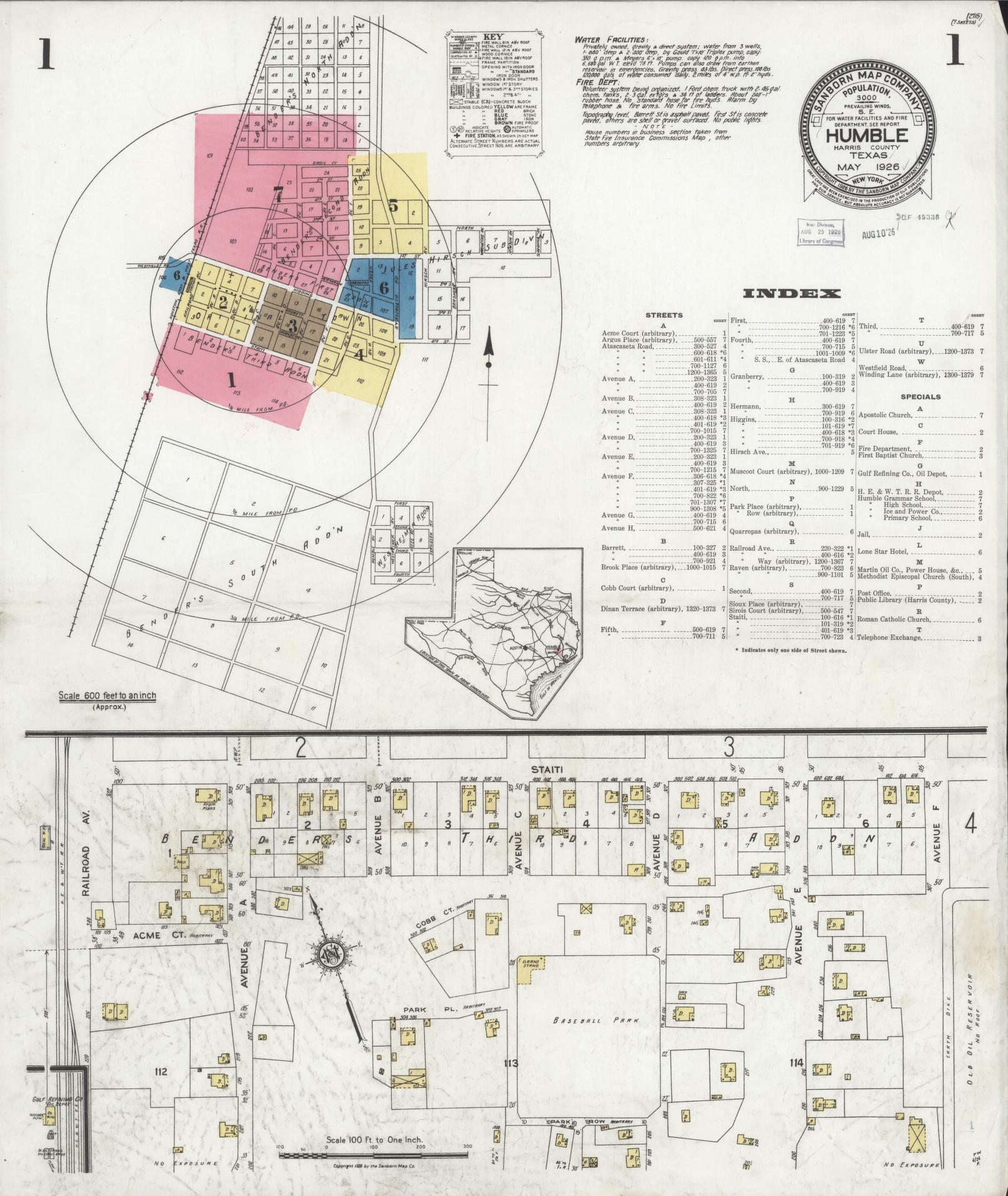 Sanborn Fire Insurance Map from Humble, Harris County, Texas (1926 ...