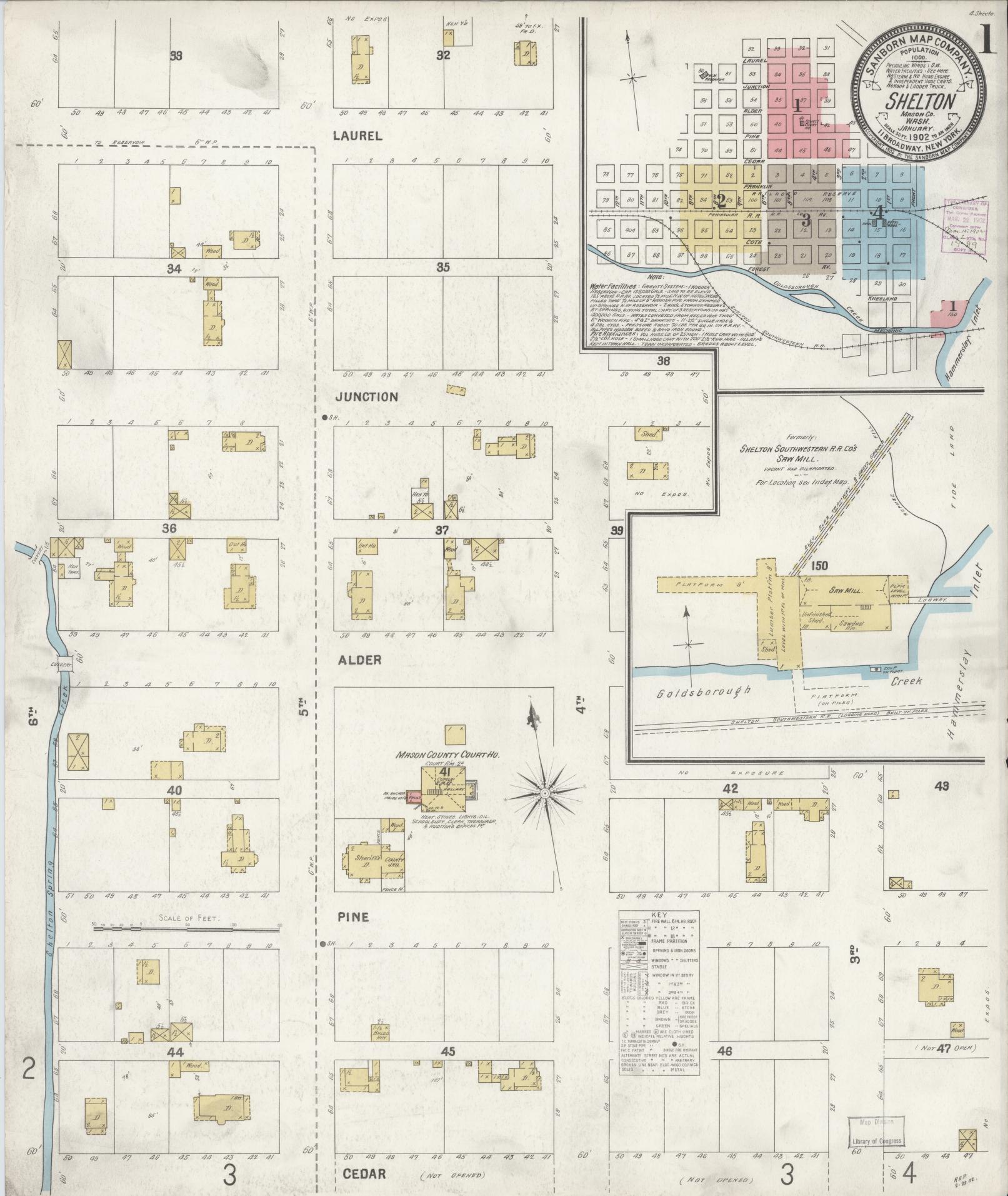 Sanborn Fire Insurance Map from Shelton, Mason County, Washington (1902 ...