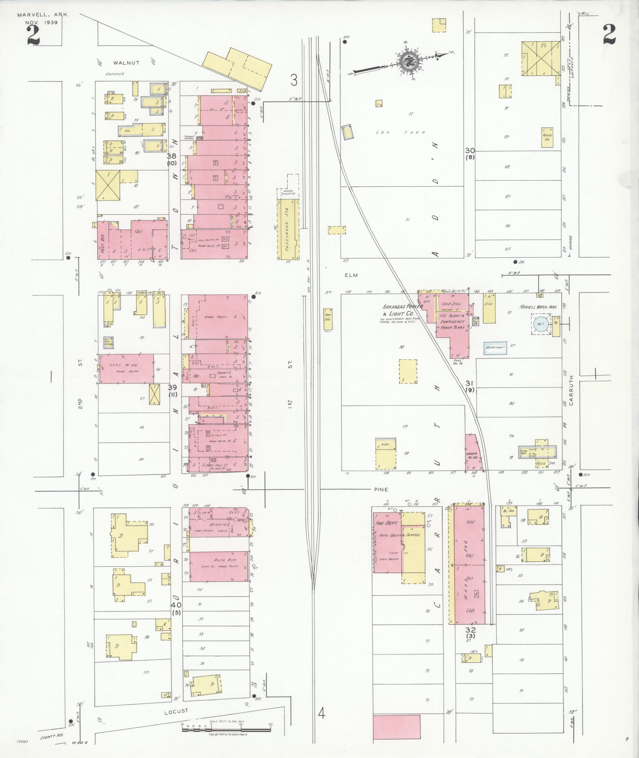 Sanborn Fire Insurance Map from Marvell, Phillips County, Arkansas ...