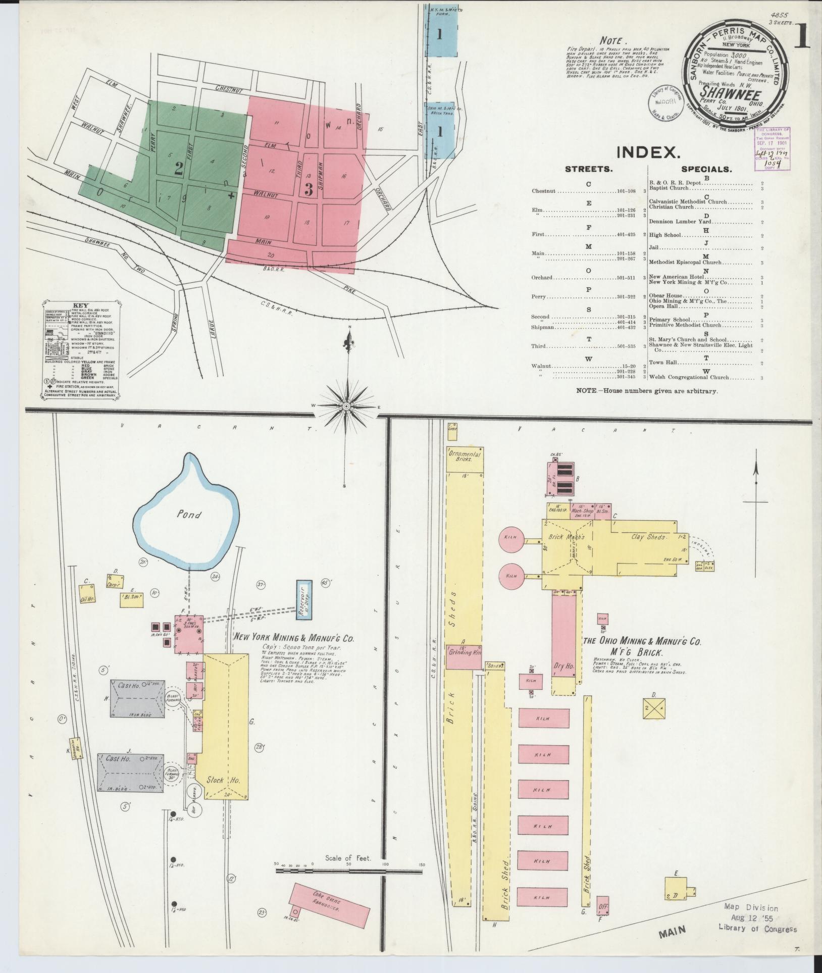 Sanborn Fire Insurance Map from Shawnee, Perry County, Ohio (1901 ...