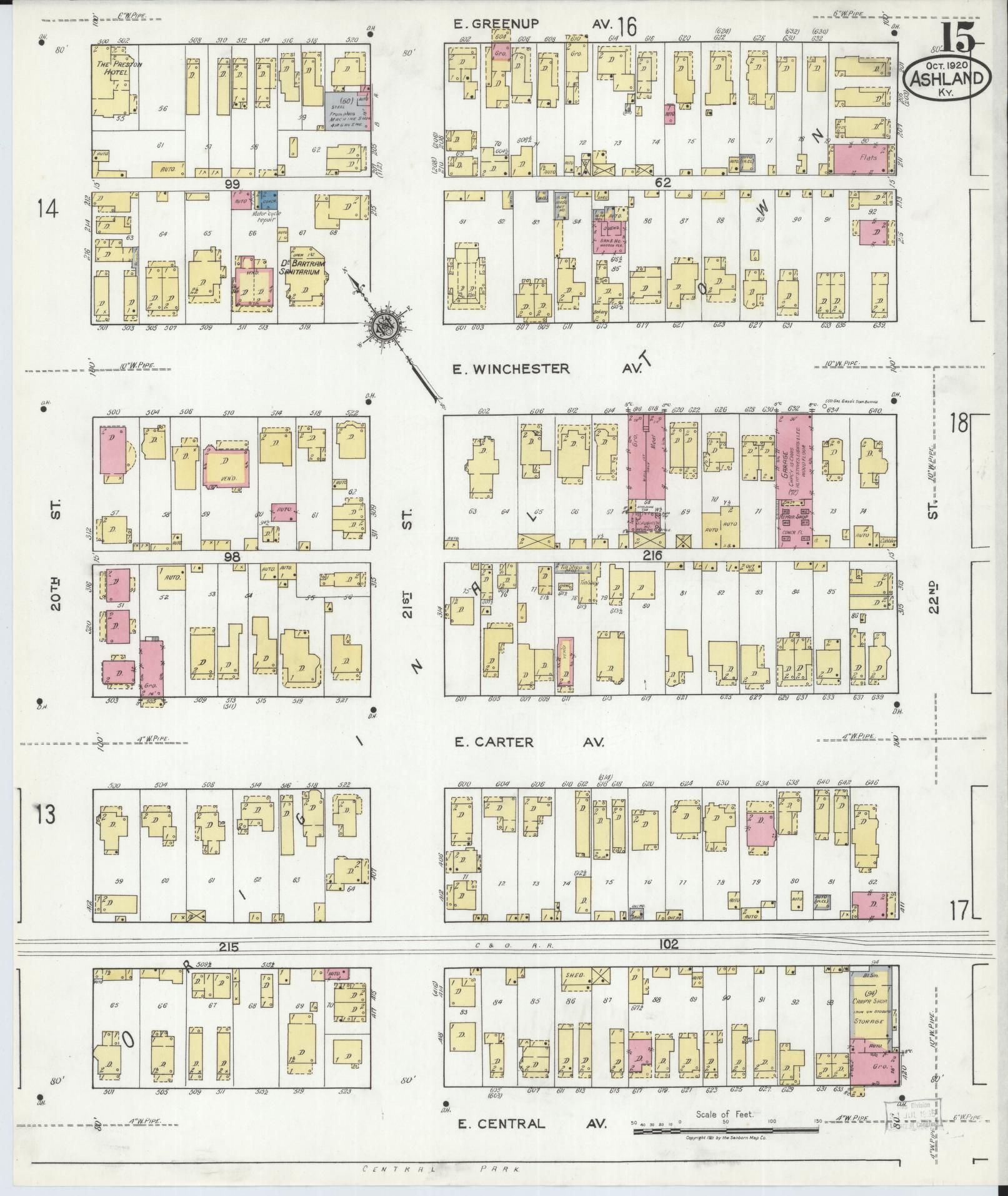 Sanborn Fire Insurance Map from Ashland, Boyd County, Kentucky (1920 ...