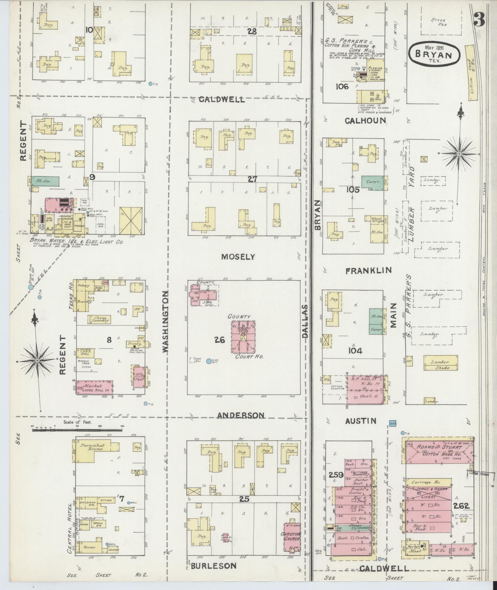 Sanborn Fire Insurance Map from Bryan, Brazos County, Texas (1891 ...