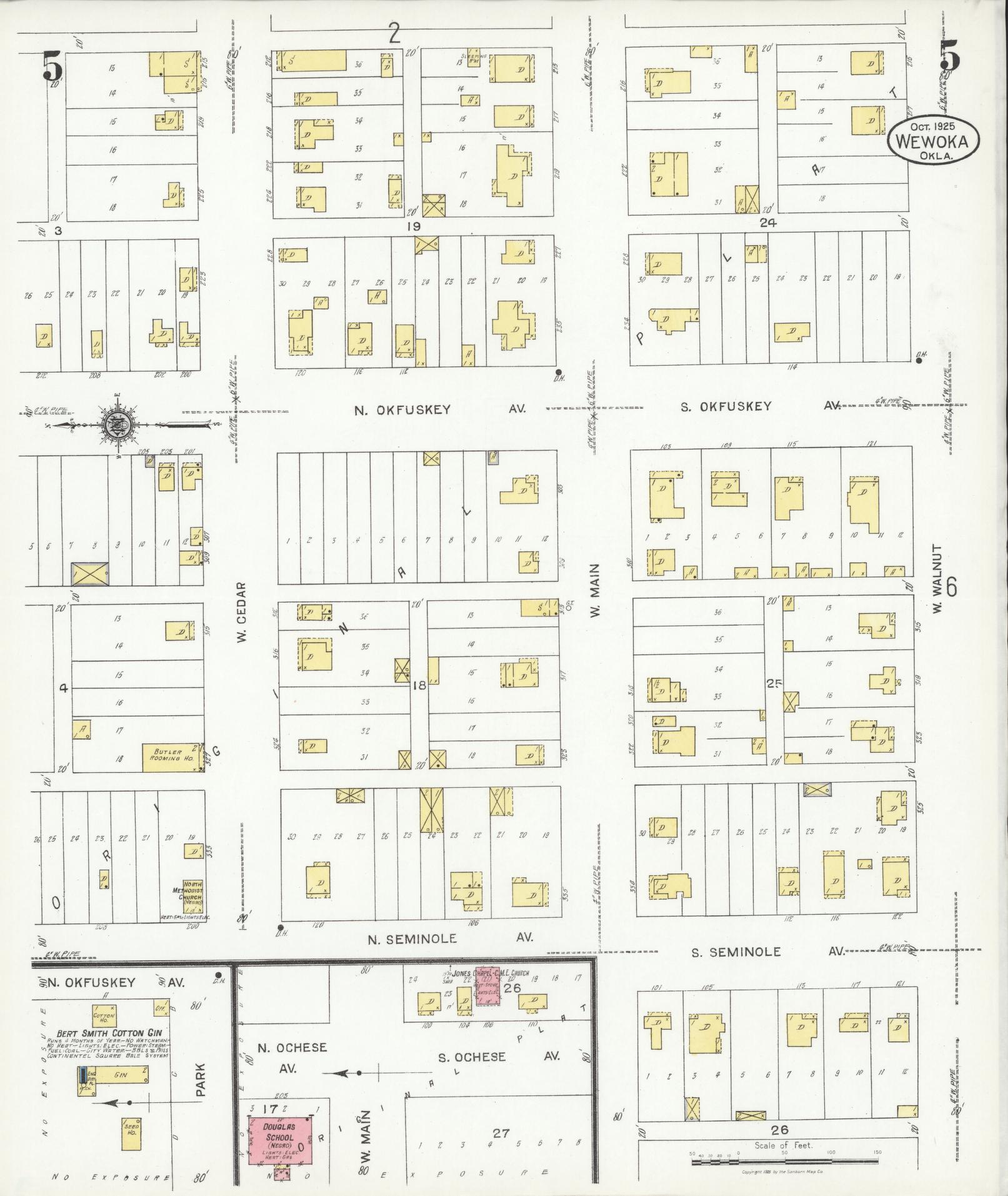 Sanborn Fire Insurance Map from Wewoka, Seminole County, Oklahoma (1925 ...