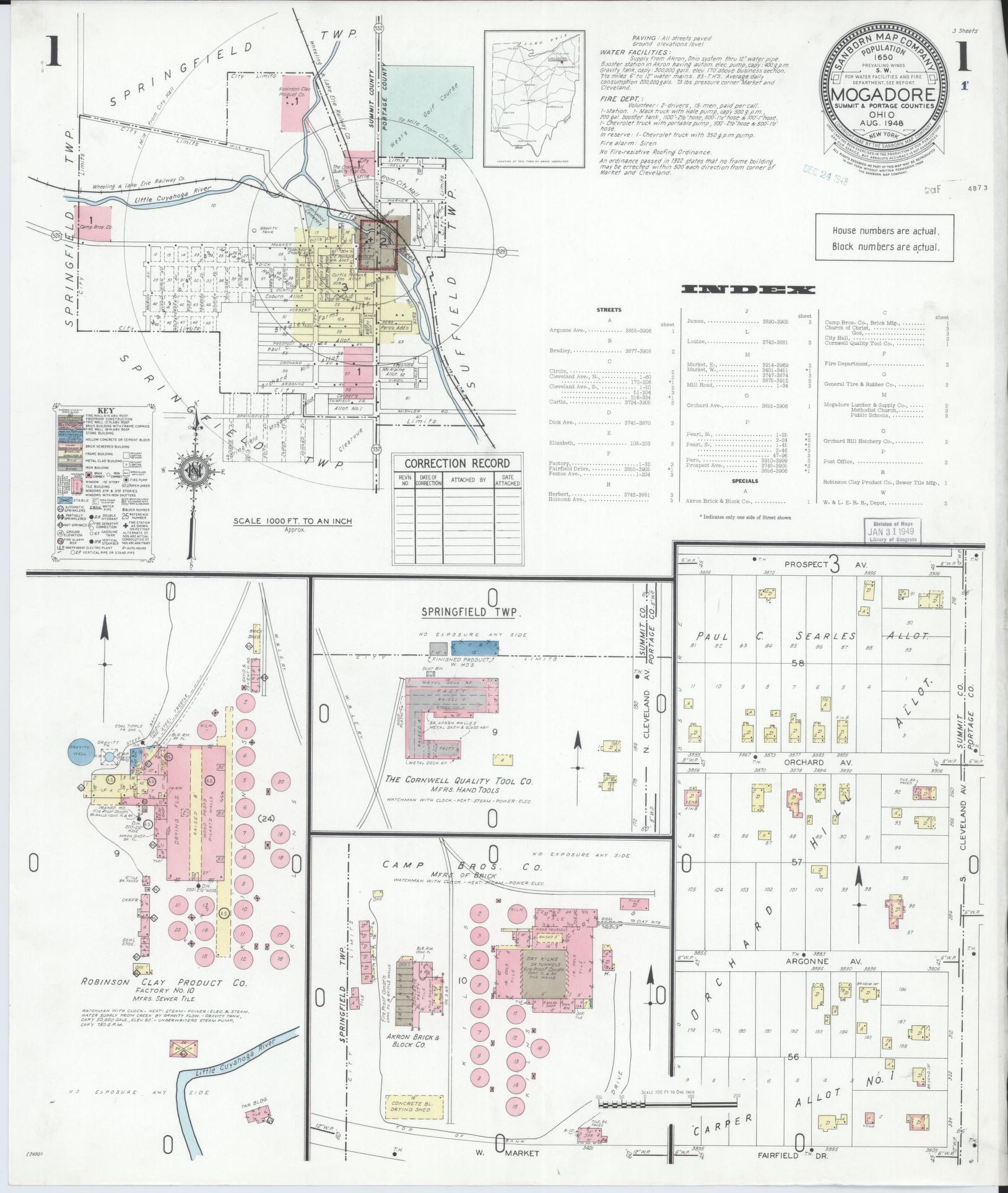 Sanborn Fire Insurance Map from Mogadore, Summit And Portage Counties ...