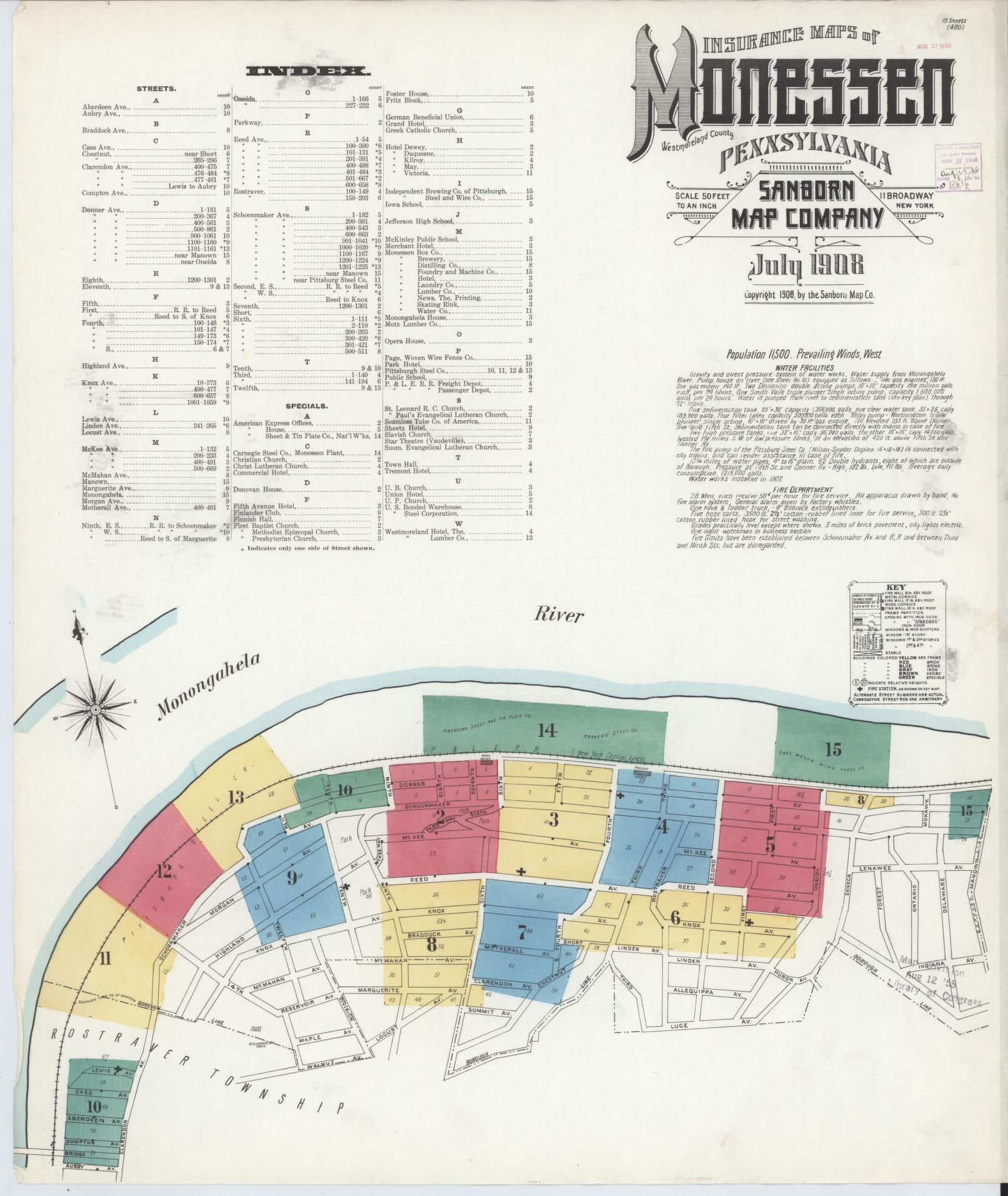 Sanborn Fire Insurance Map from Monessen, Westmoreland County ...