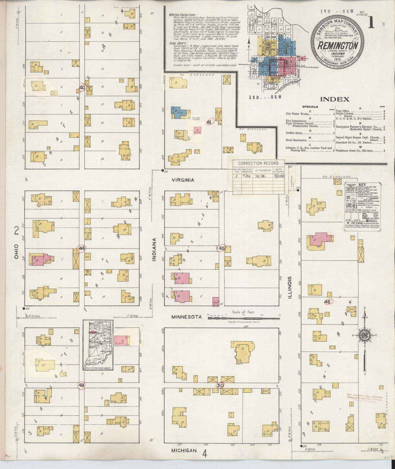 Sanborn Fire Insurance Map from Remington, Jasper County, Indiana (1932 ...