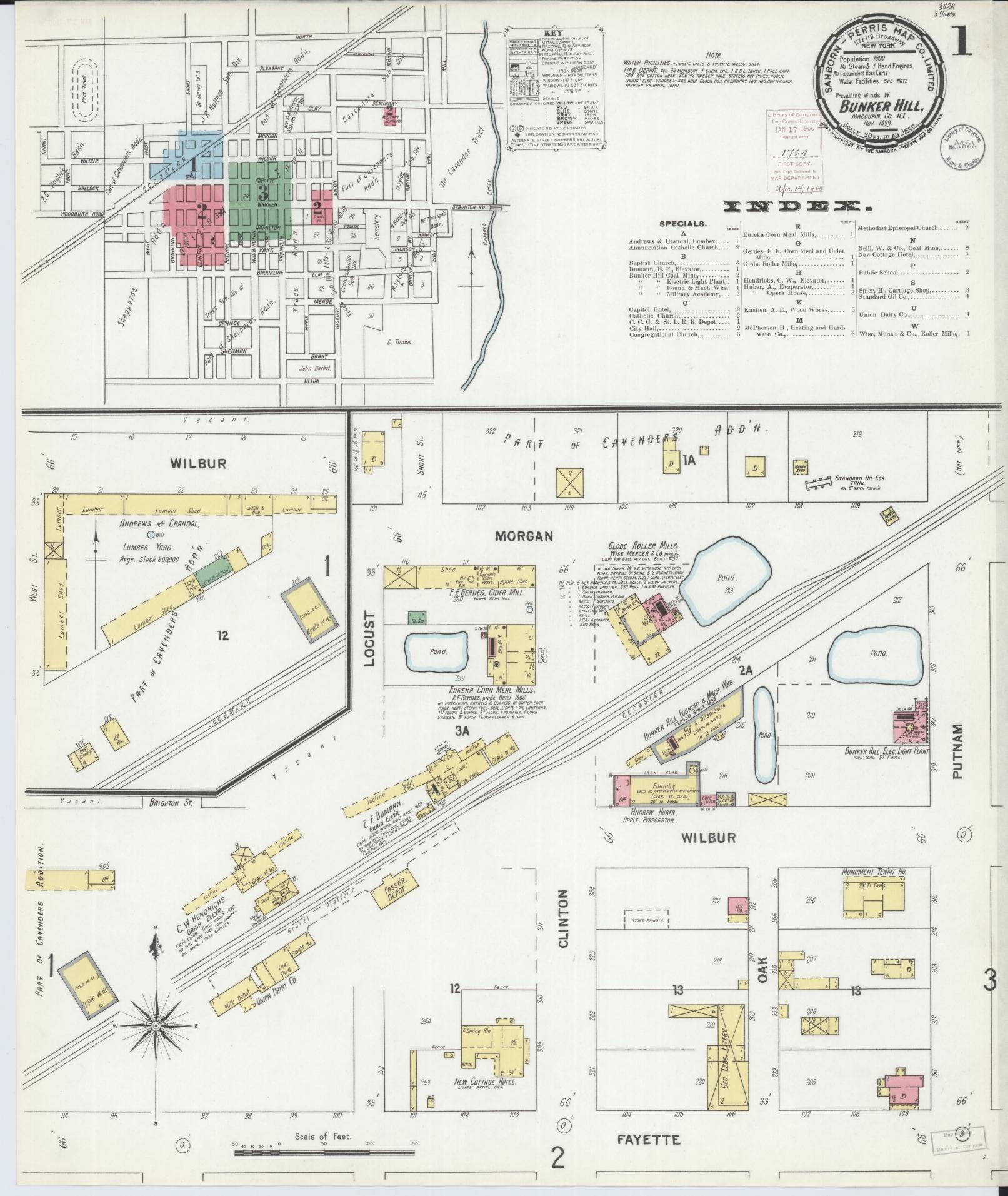 Sanborn Fire Insurance Map from Bunker Hill, Macoupin County, Illinois ...