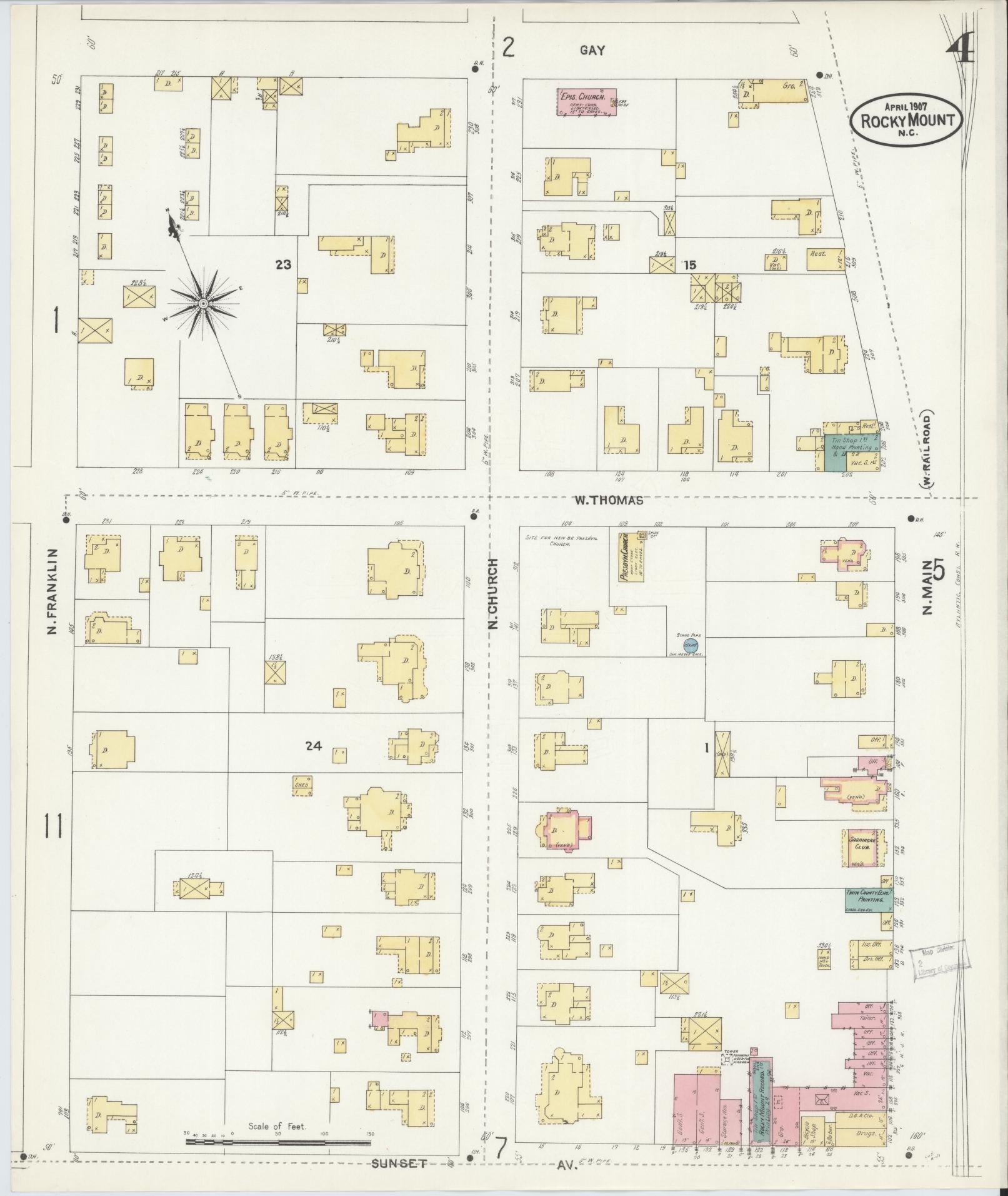 Sanborn Fire Insurance Map from Rocky Mount, Edgecombe And Nash ...