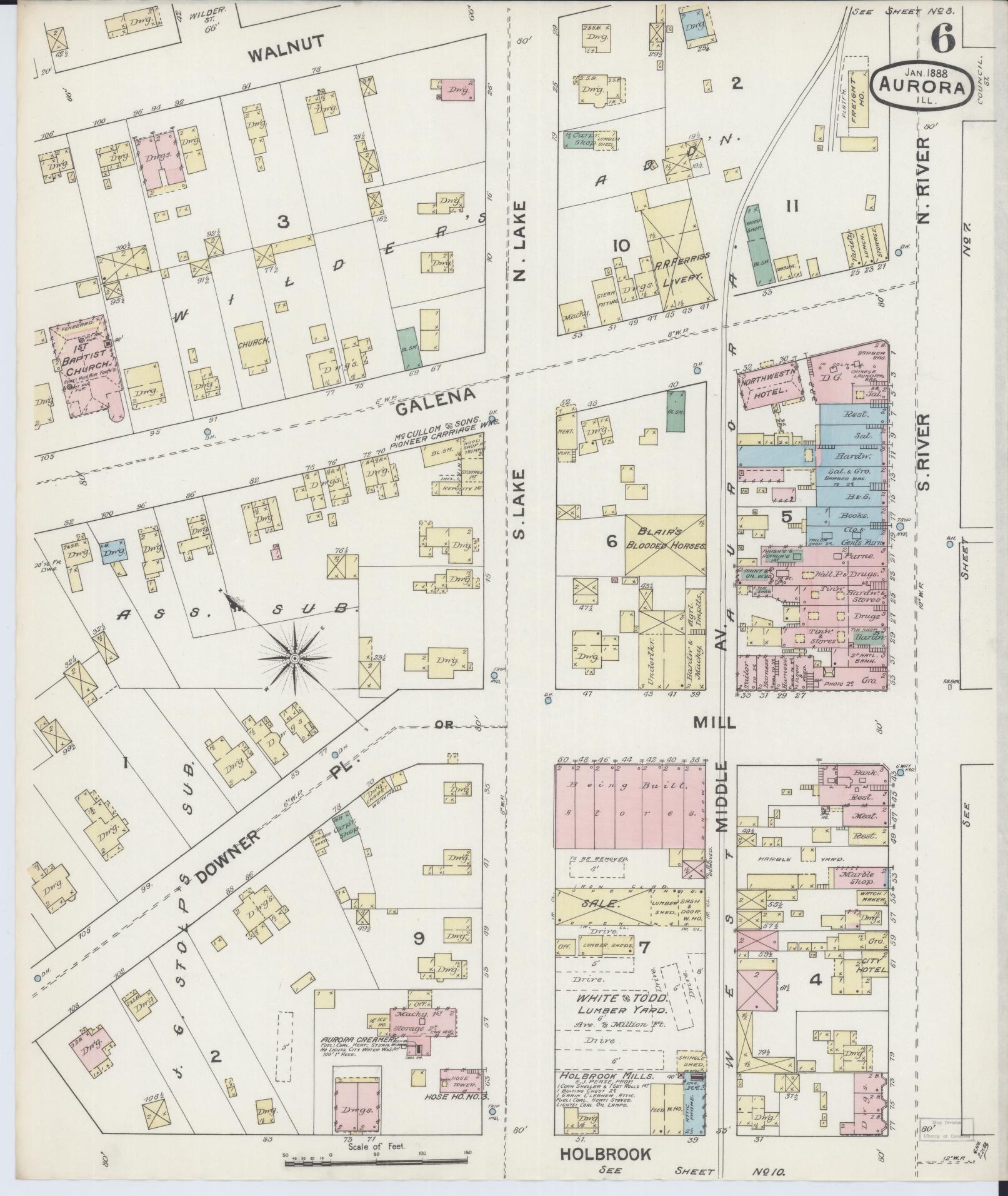 Sanborn Fire Insurance Map from Aurora, Kane County, Illinois (1888 ...