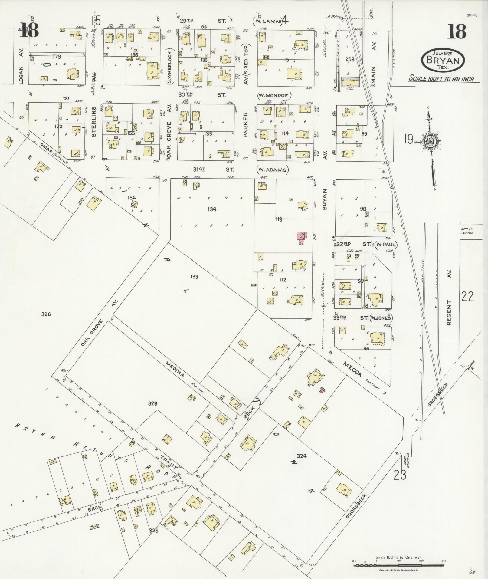 Sanborn Fire Insurance Map from Bryan, Brazos County, Texas (1925 ...