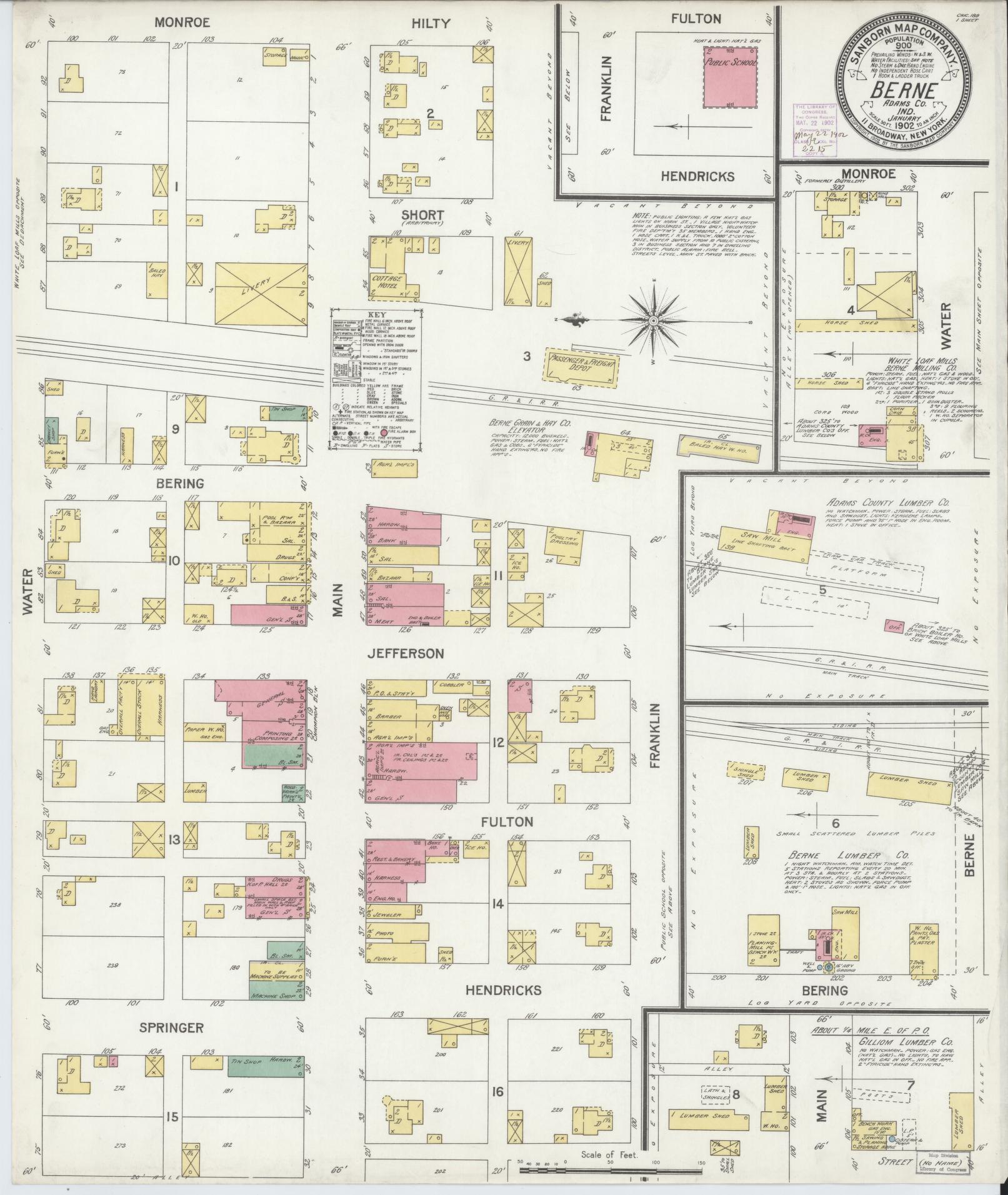 Sanborn Fire Insurance Map from Berne, Adams County, Indiana (1902 ...