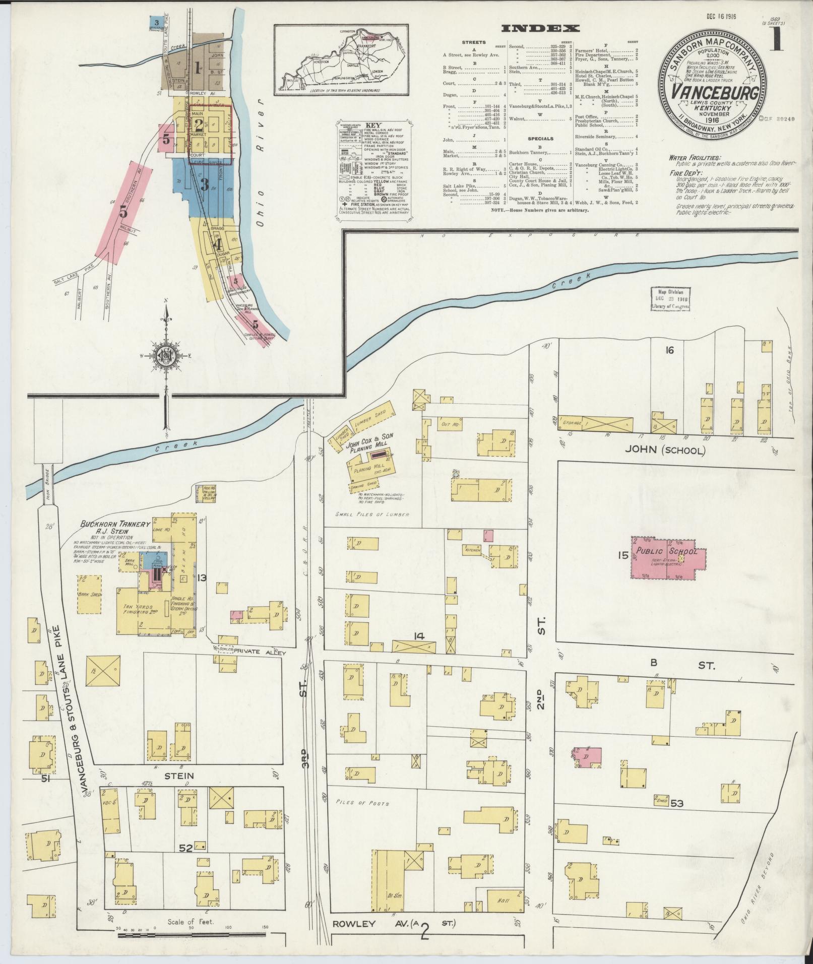 Sanborn Fire Insurance Map from Vanceburg, Lewis County, Kentucky (1916 ...