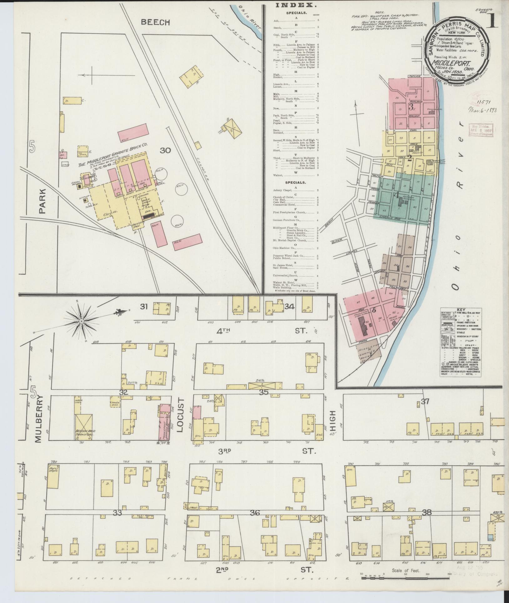 Sanborn Fire Insurance Map from Middleport, Meigs County, Ohio (1893 ...