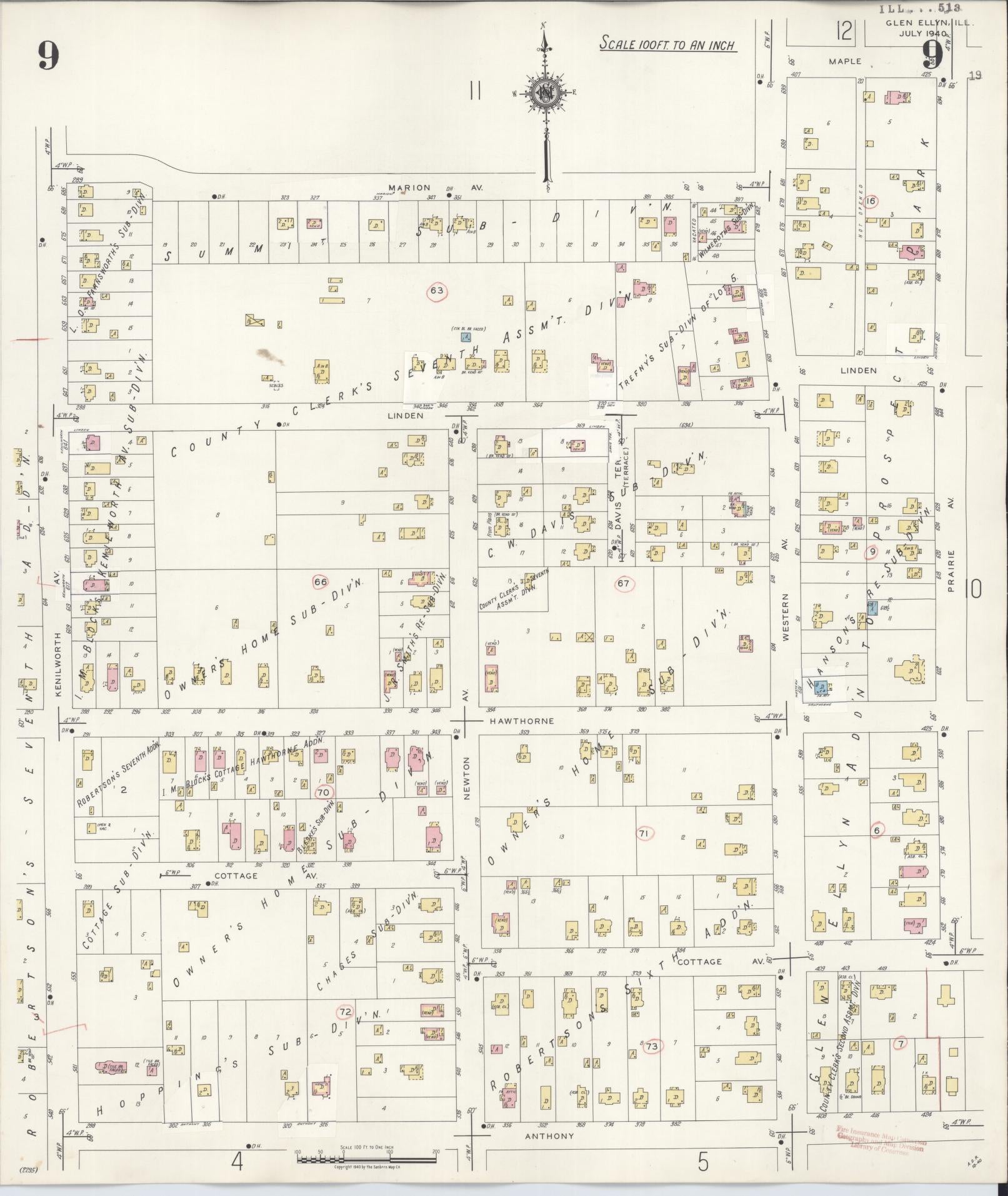 Sanborn Fire Insurance Map from Glen Ellyn, Du Page County, Illinois ...