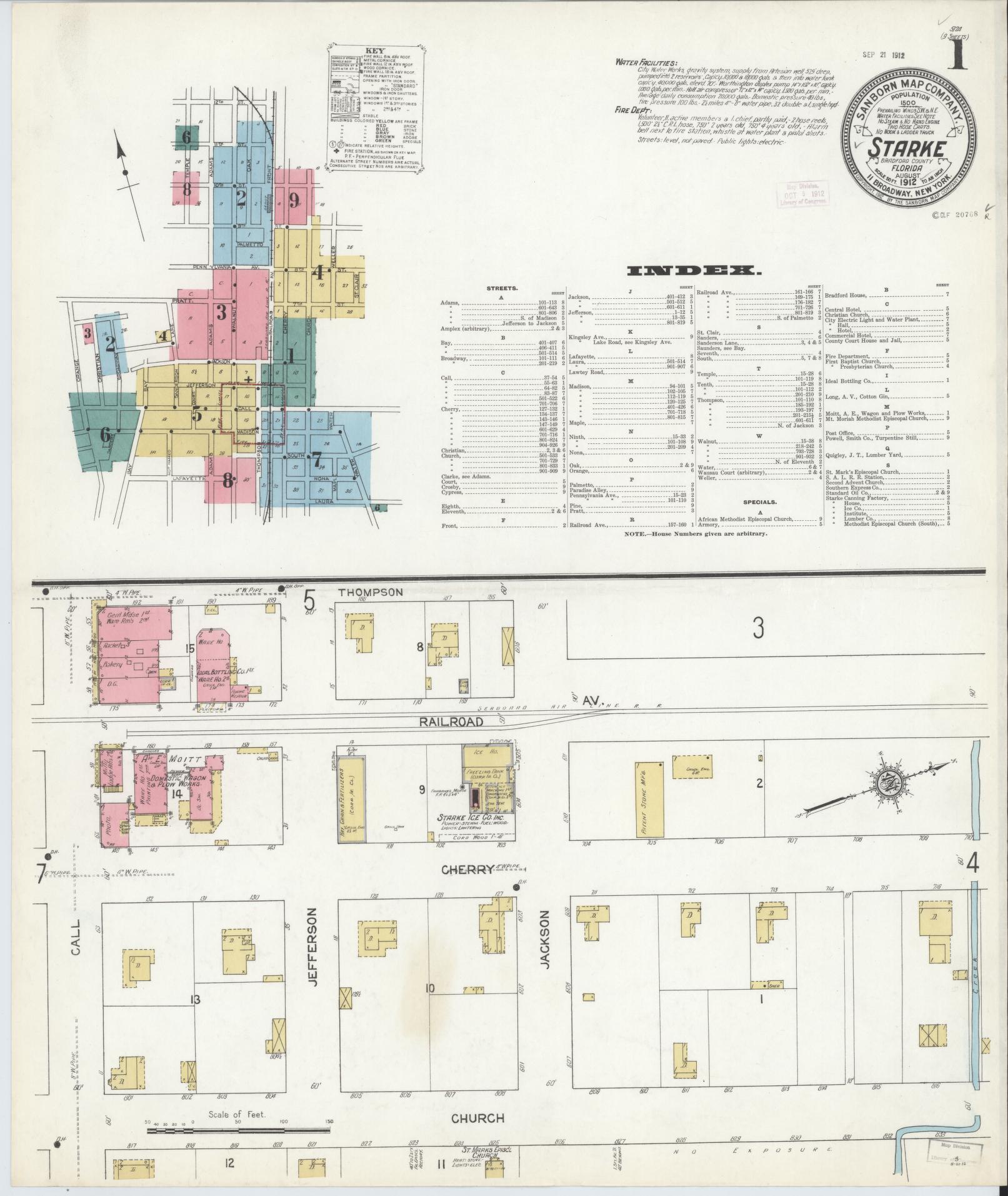 Sanborn Fire Insurance Map from Starke, Bradford County, Florida (1912 ...