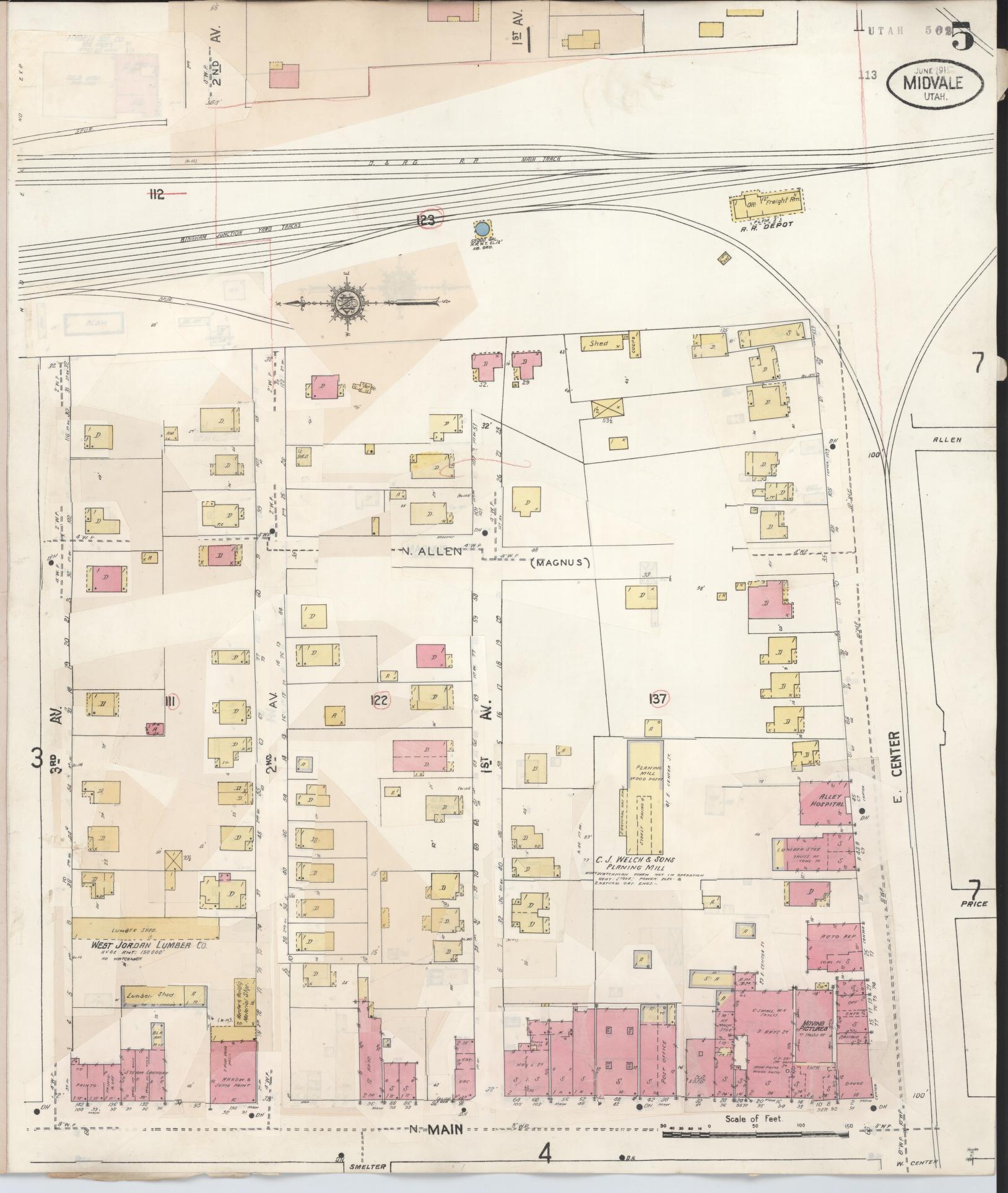 Sanborn Fire Insurance Map from Midvale, Salt Lake County, Utah (1942 ...