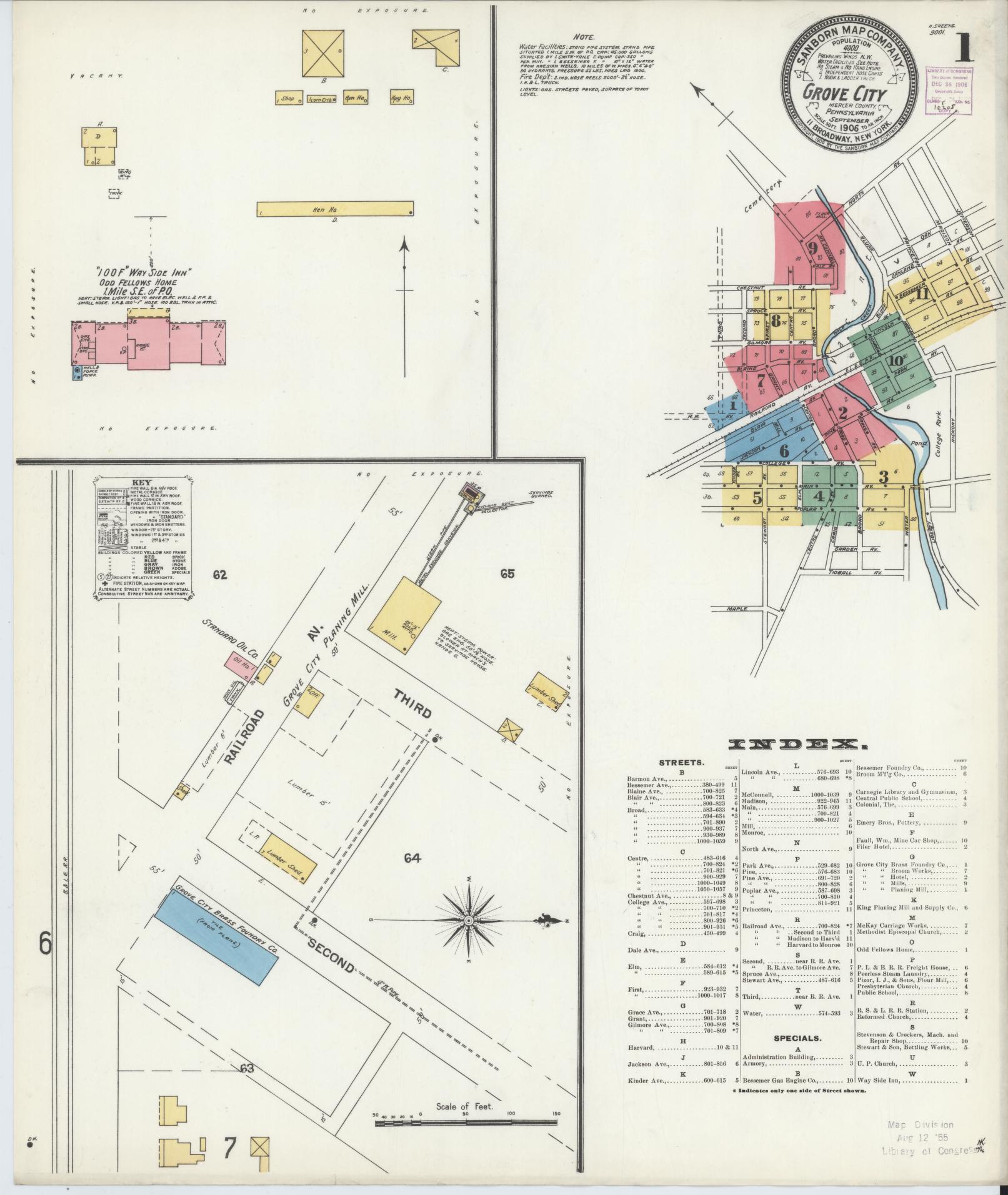 Sanborn Fire Insurance Map from Grove City, Mercer County, Pennsylvania ...