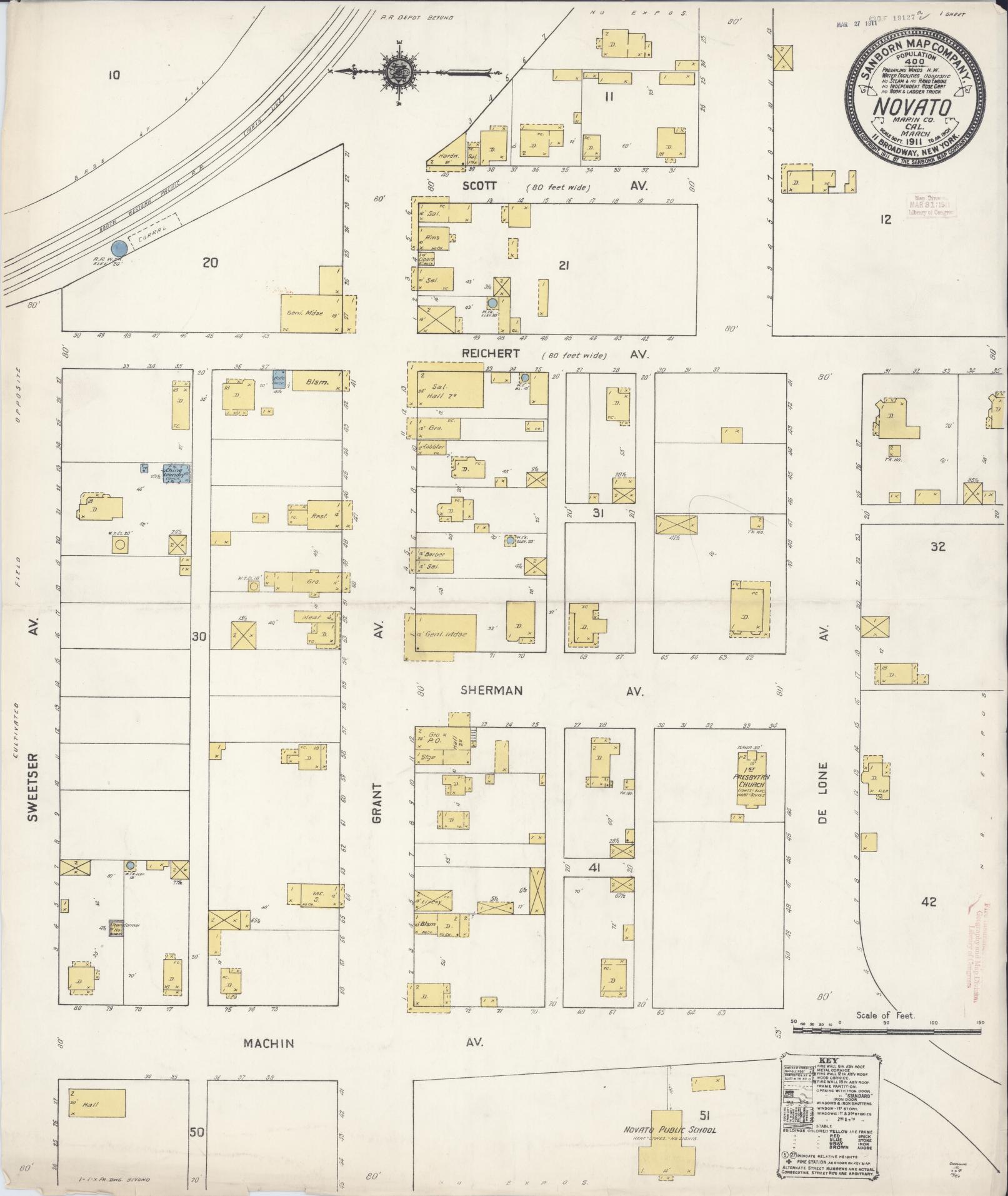 Sanborn Fire Insurance Map from Novato, Marin County, California (1911 ...